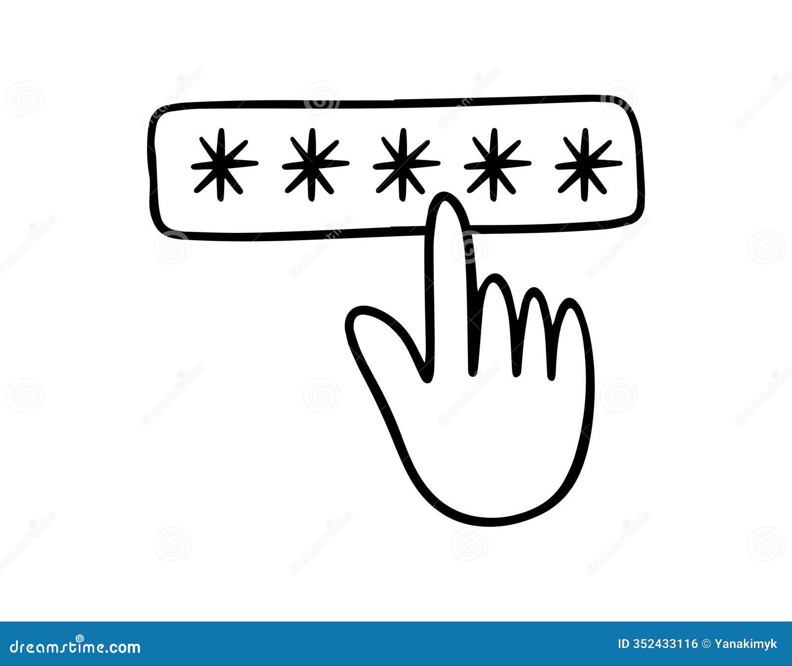 Password with Hand Doodle Isolates Sign. Hand Drawn Outline Doodle ...