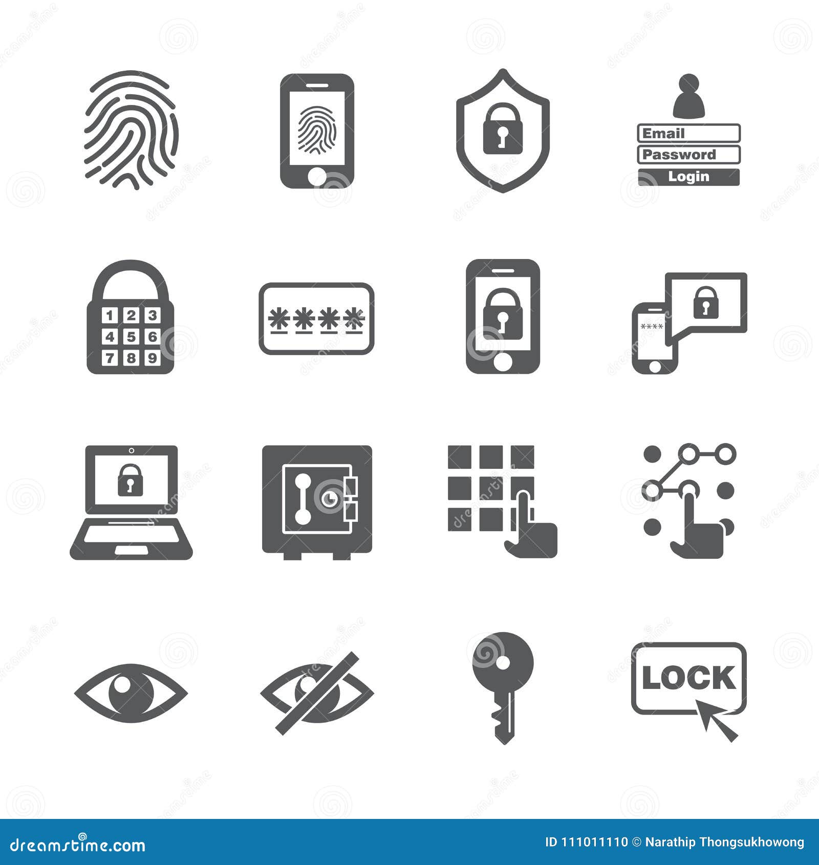Password icon set stock vector. Illustration of member - 111011110