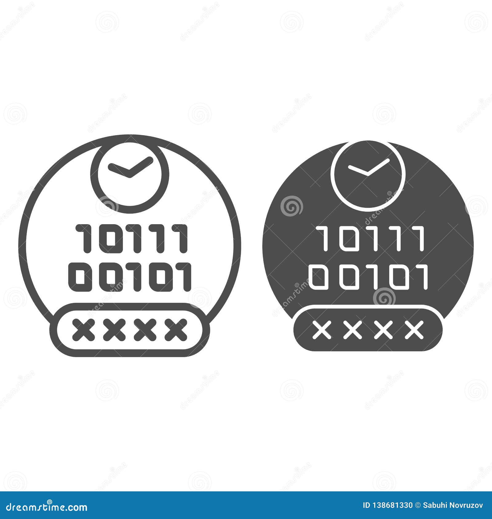 Password Line and Glyph Icon. Pin Code Vector Illustration Isolated on ...