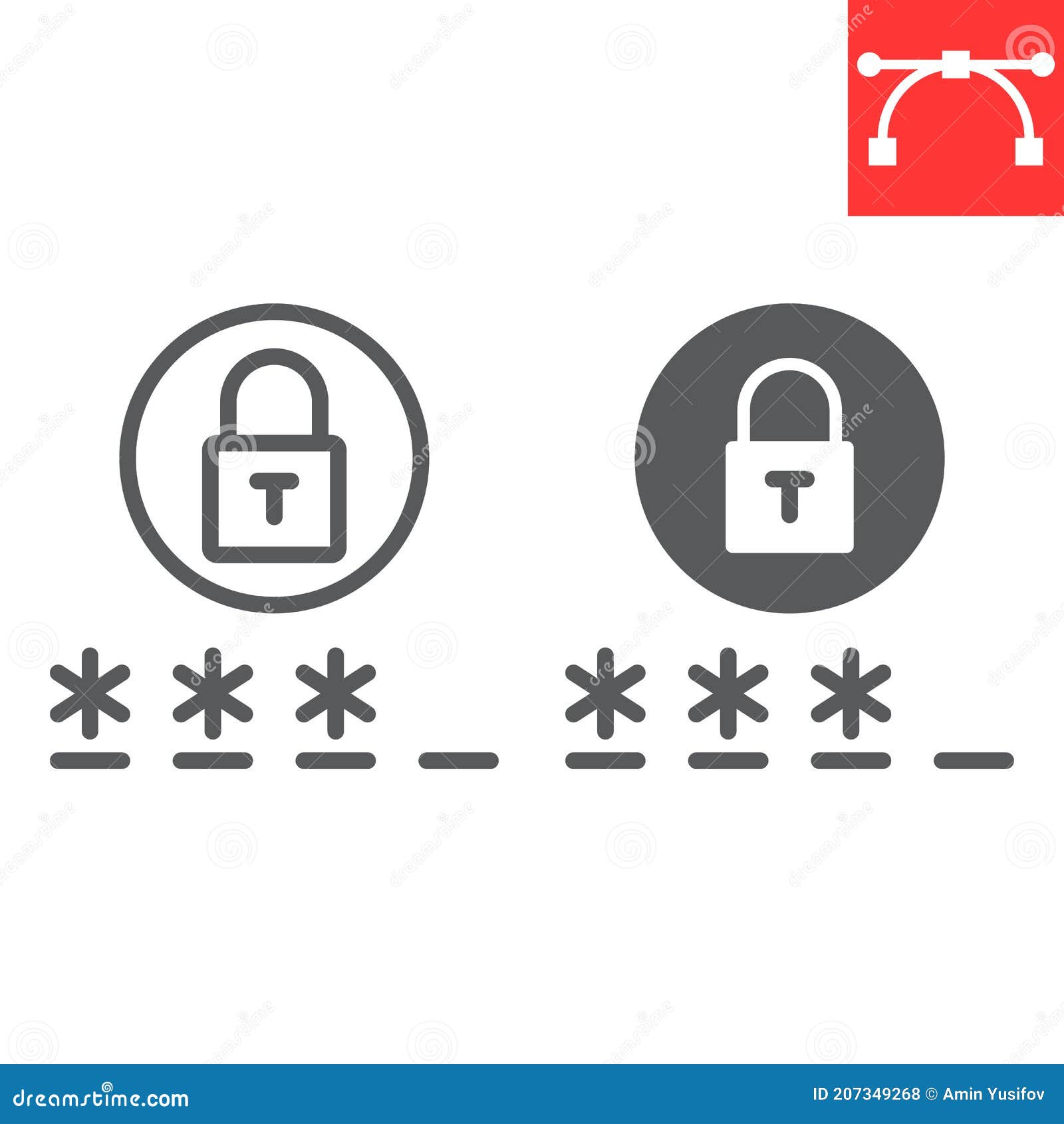Password Line and Glyph Icon, Security and Lock, Padlock Sign Vector ...