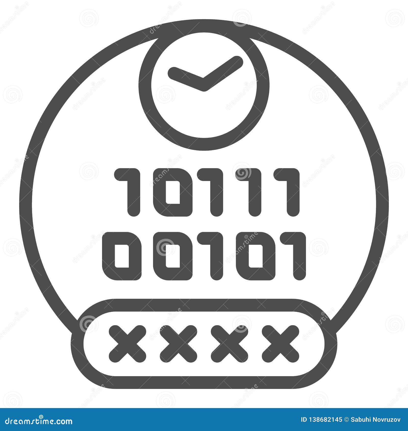 Password Line Icon. Pin Code Vector Illustration Isolated on White ...