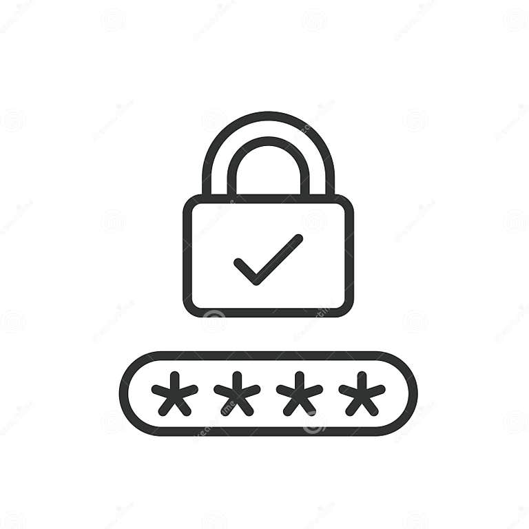 Password Lock Accepted, Icon in Line Design. Password, Lock, Accepted ...