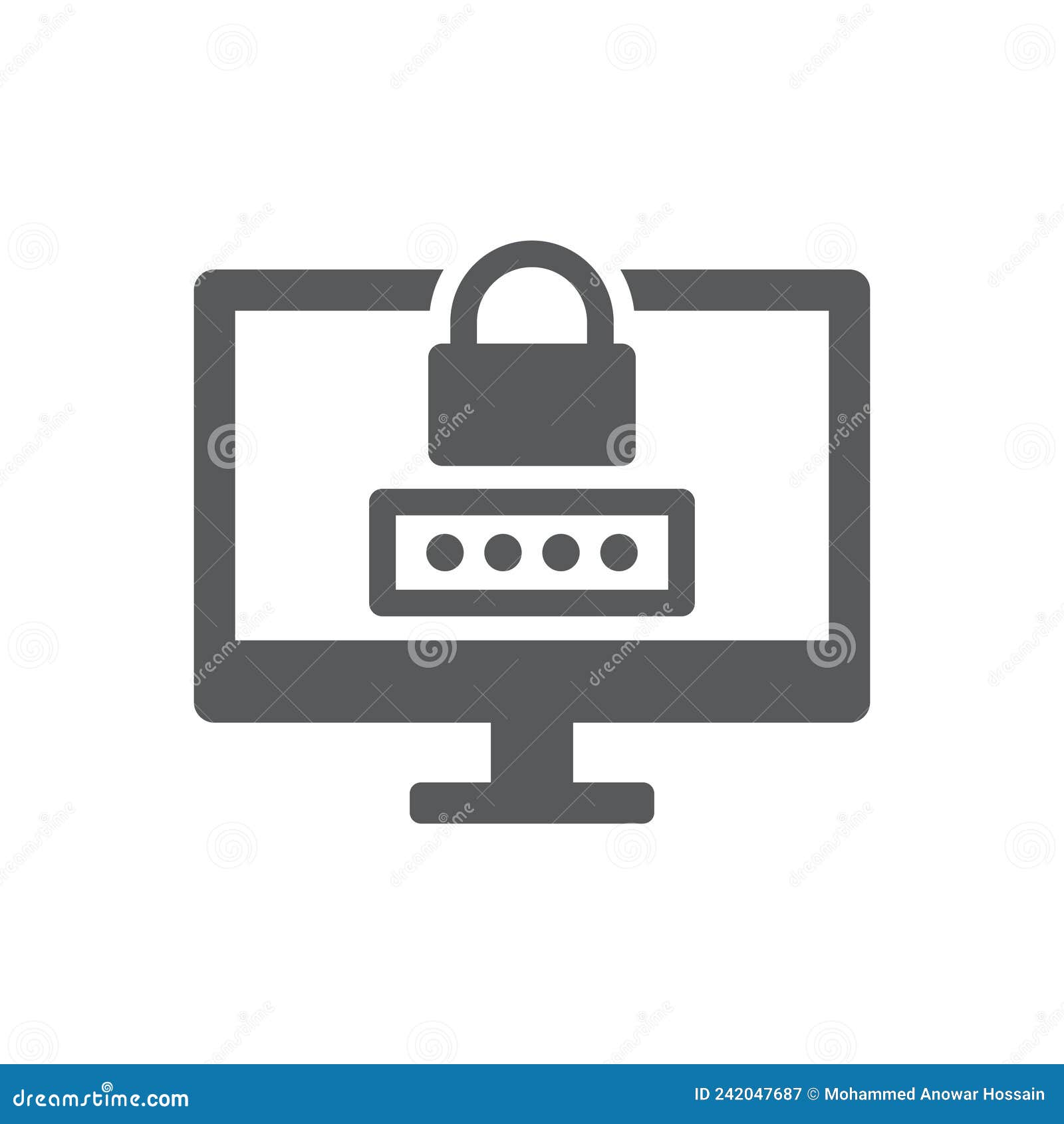 Computer Password Lock Icon Stock Vector - Illustration of sketch ...