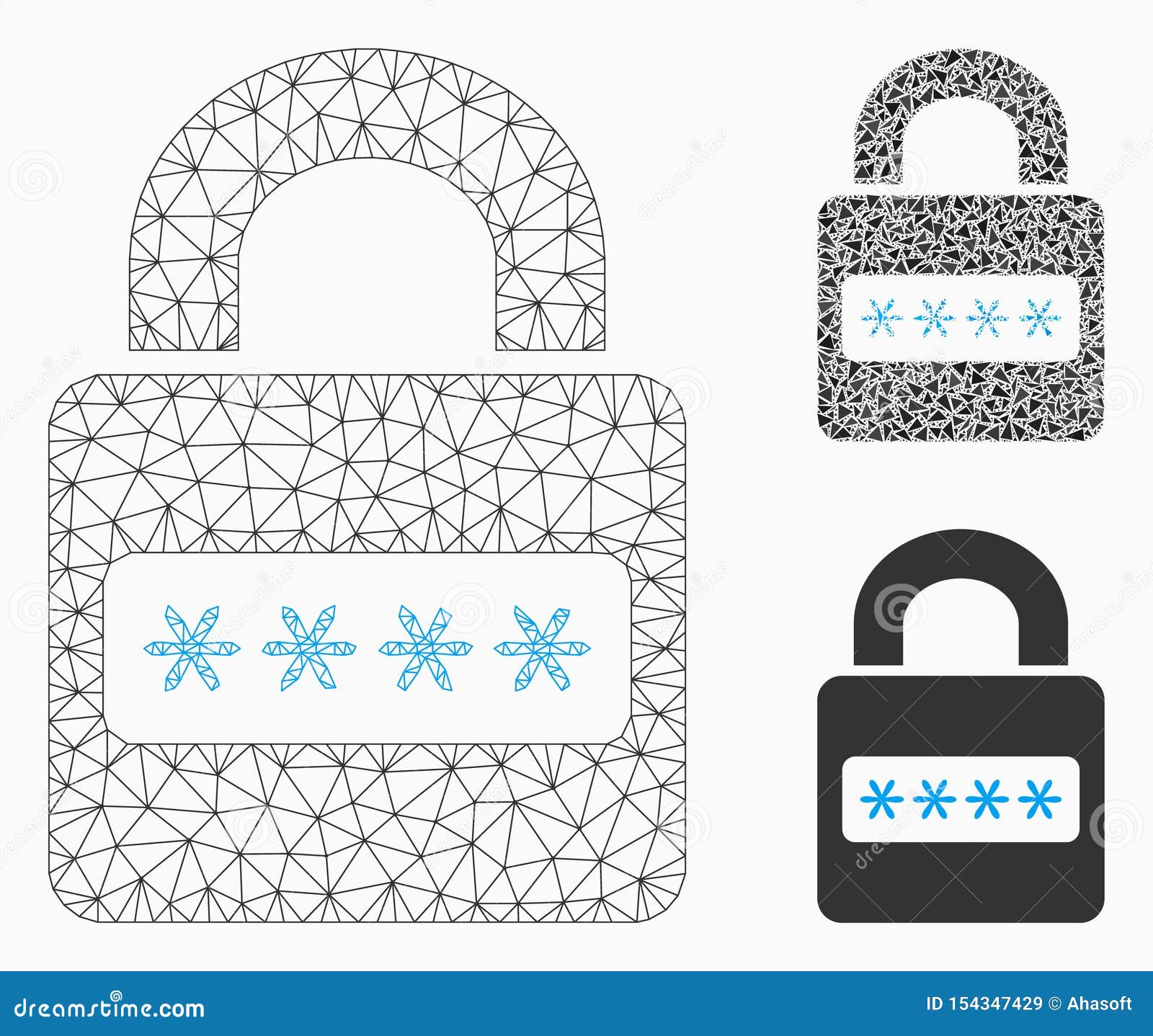 Password Lock Vector Mesh Network Model and Triangle Mosaic Icon Stock ...