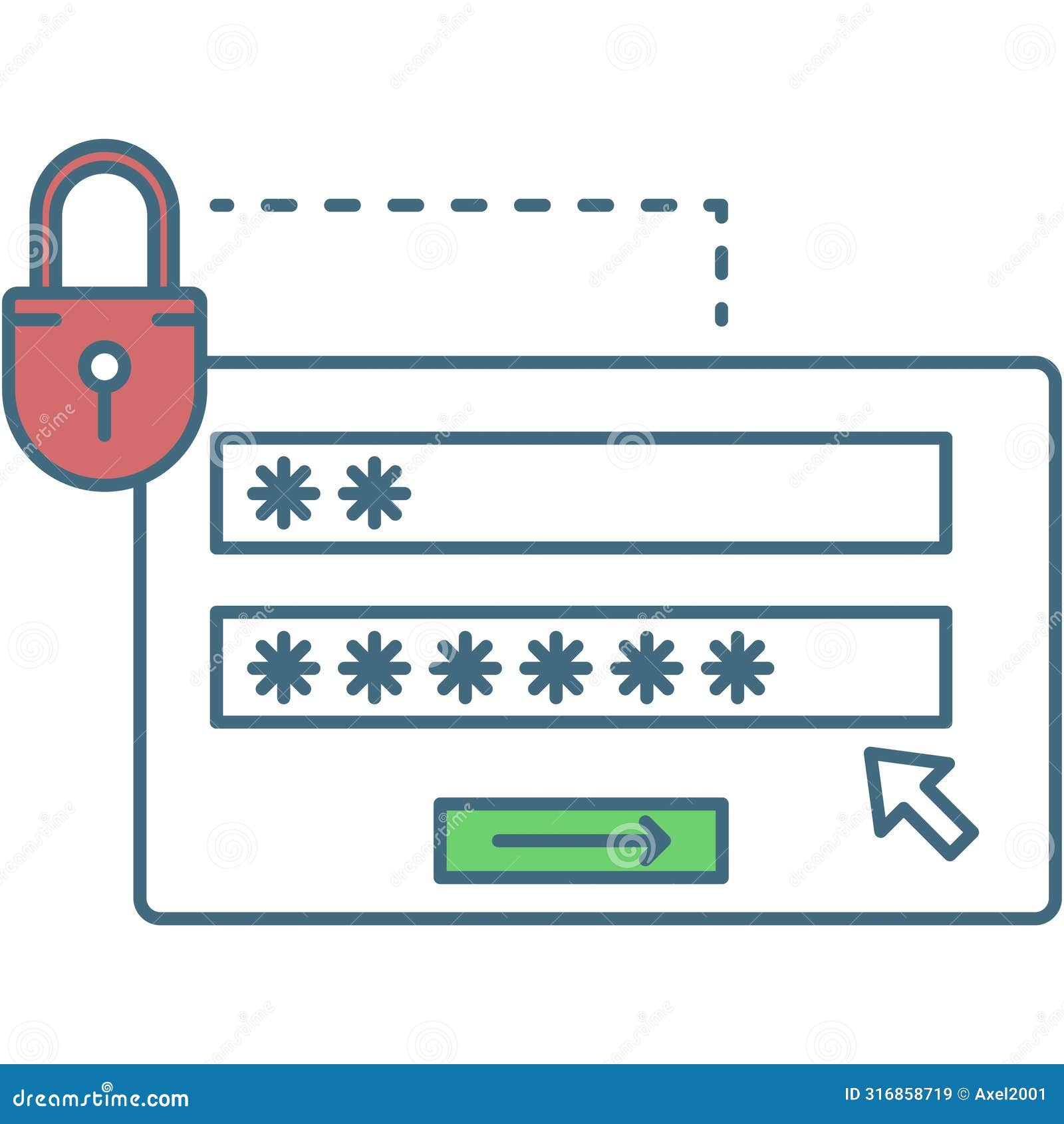Password Login Icon, Vector Lock Web Symbol Stock Vector - Illustration ...