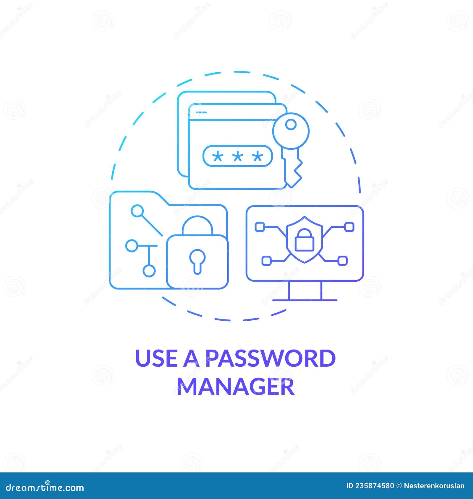 Password Manager Blue Gradient Concept Icon Stock Vector - Illustration ...
