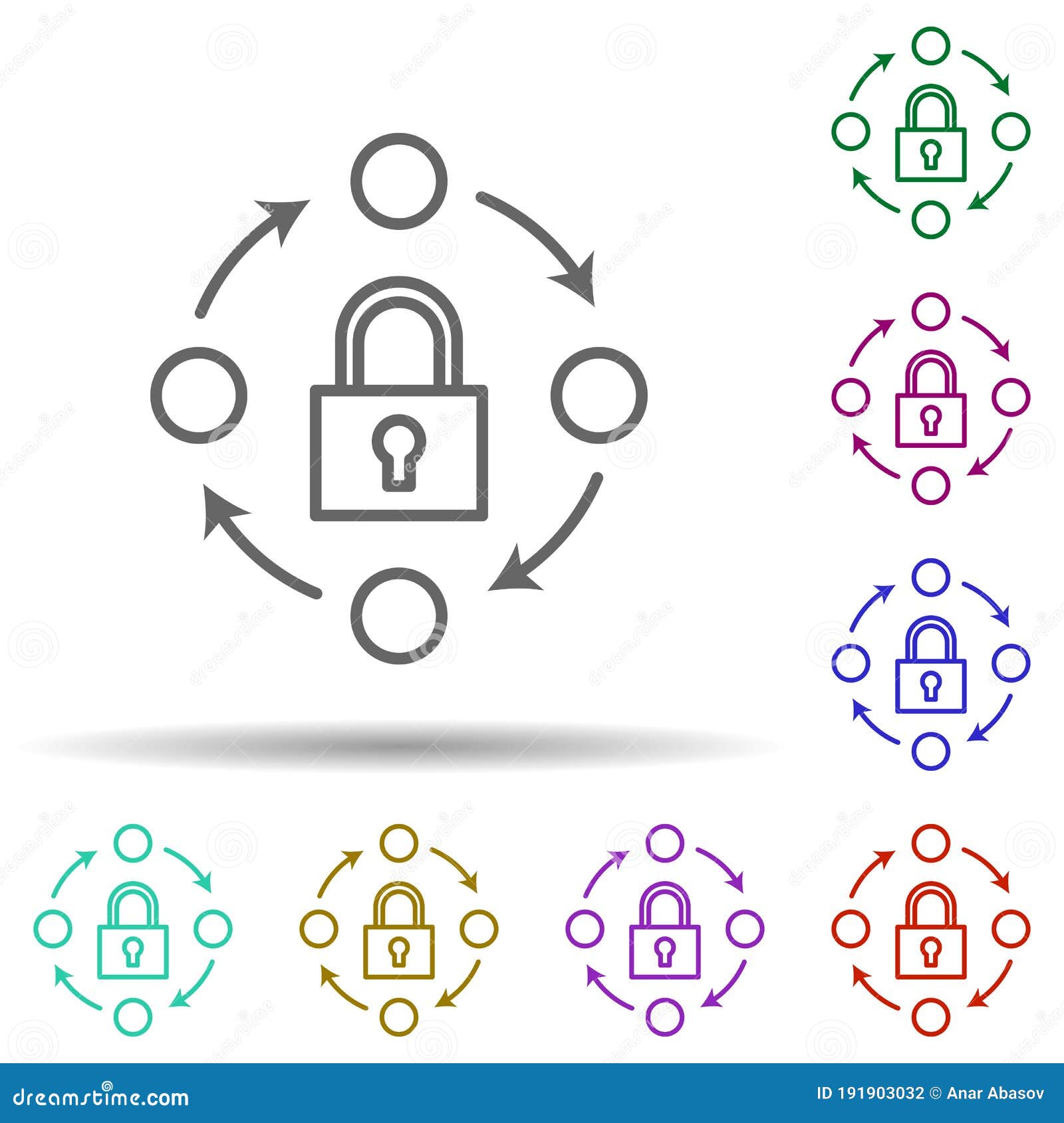 Password Manager Multi Color Icon Simple Thin Line Outline Vector Of Security Icons For Ui And