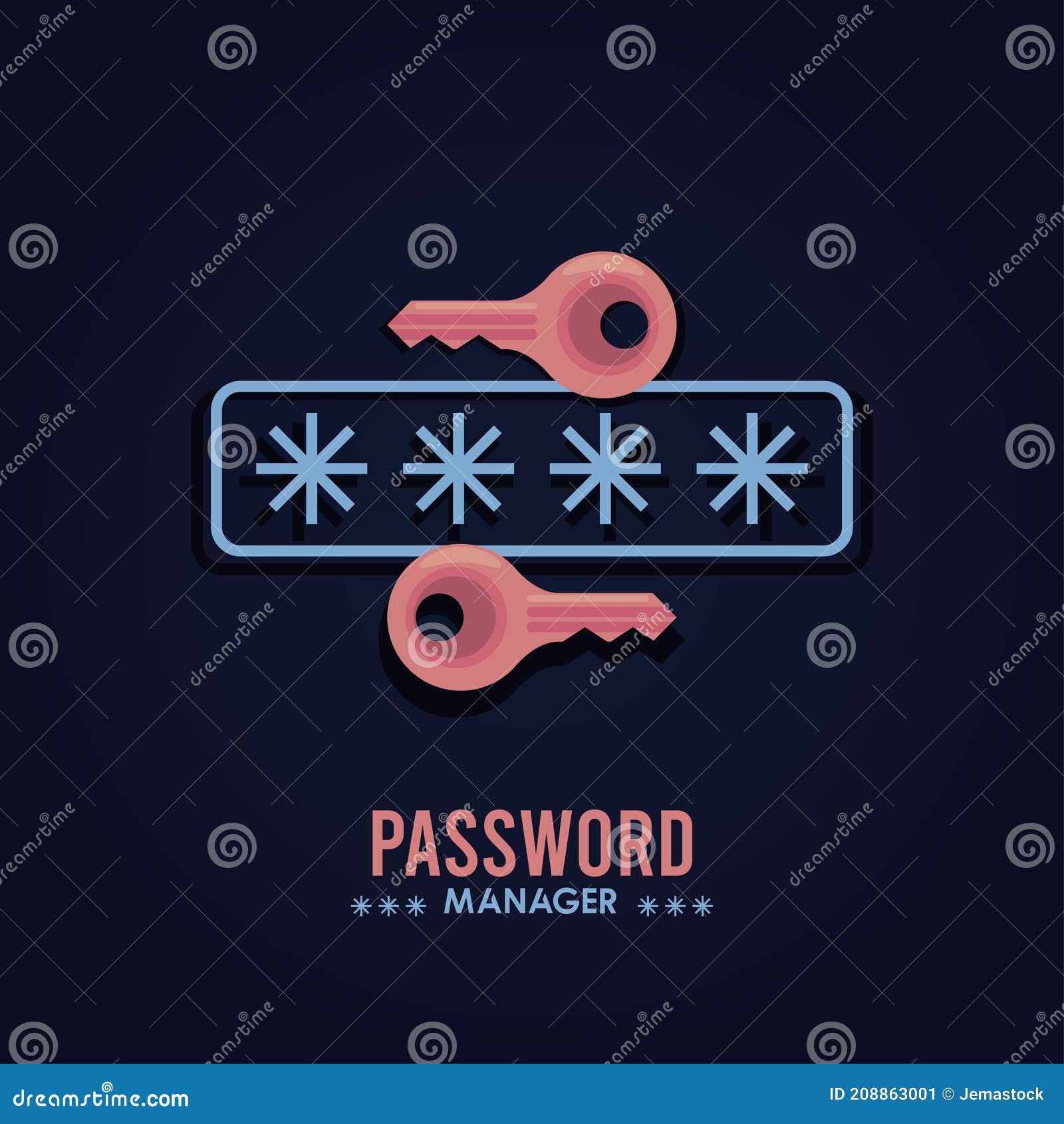 Password Manager Theme With Keys And Cypher Cartoon Vector ...