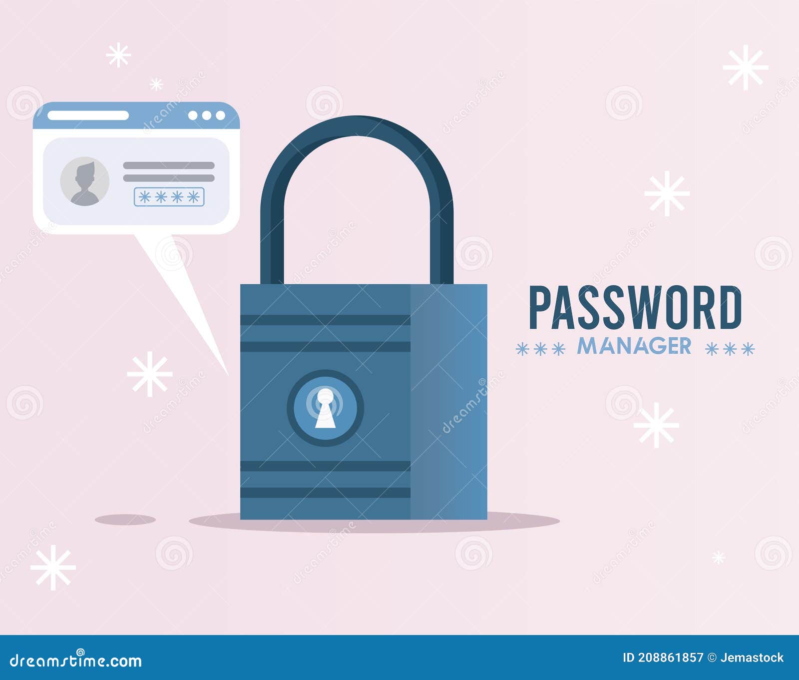 Password Manager Theme with Padlock and Template Stock Vector ...