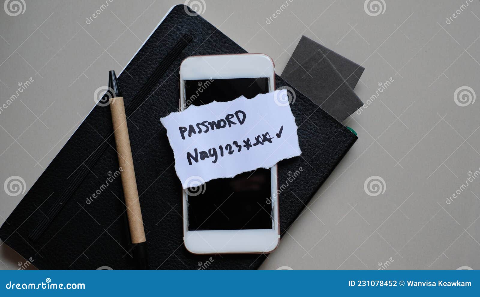 `Password` Message Concept Written Post it on Mobile with Notebook ...