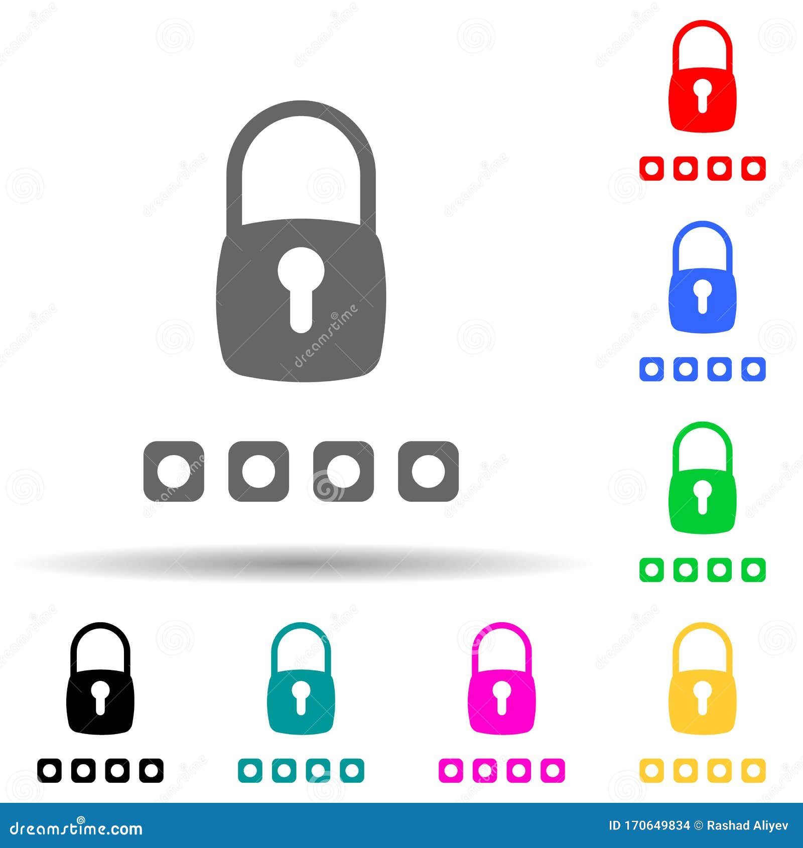 Password Multi Color Style Icon. Simple Glyph, Flat Vector of Cyber ...