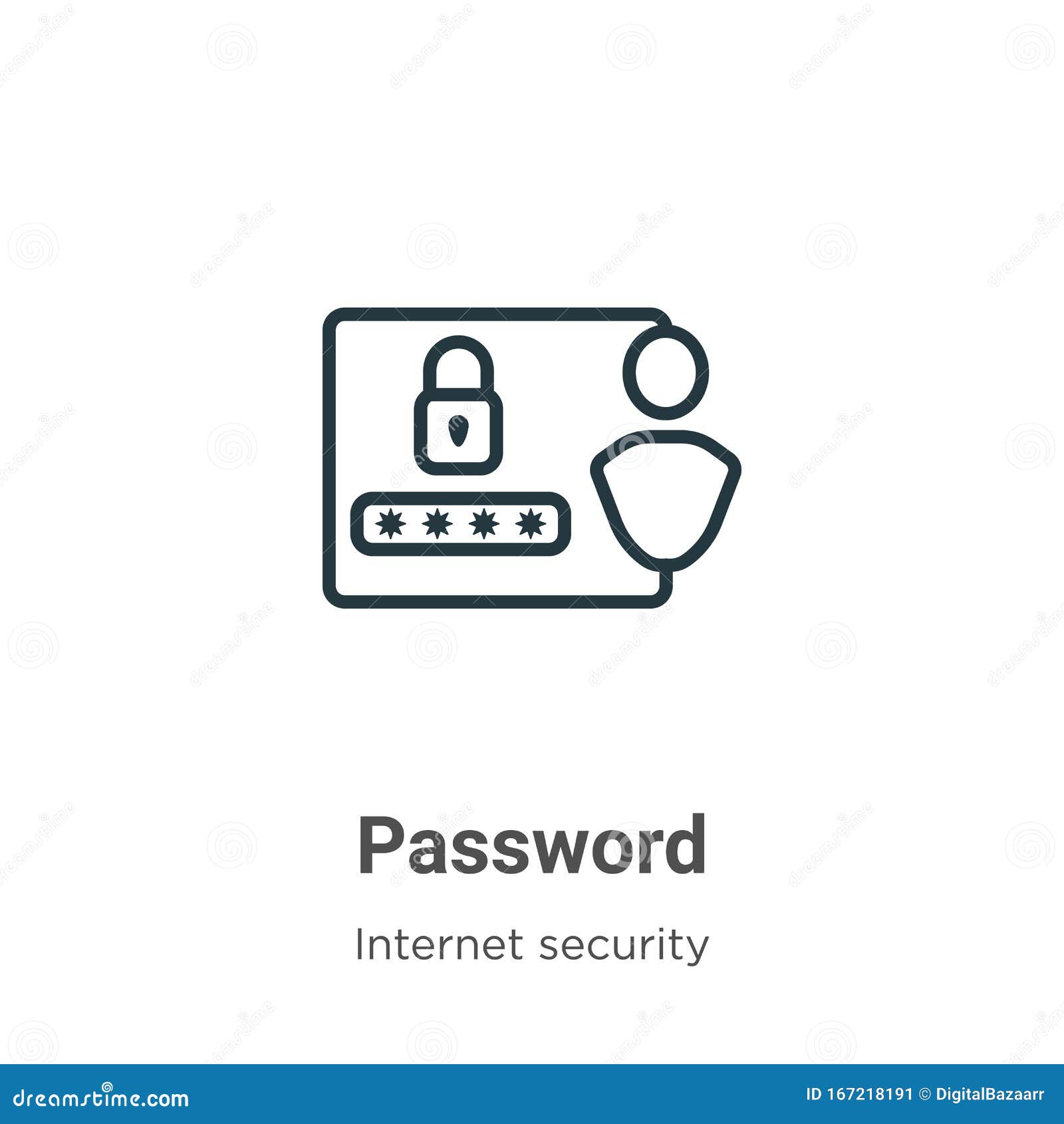 Password Outline Vector Icon. Thin Line Black Password Icon, Flat ...