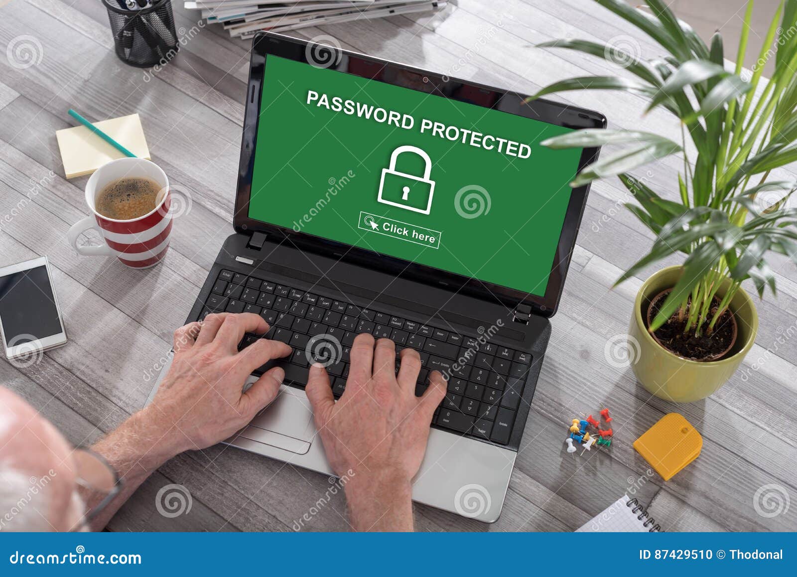 Password Protected Concept on a Laptop Stock Photo - Image of business ...