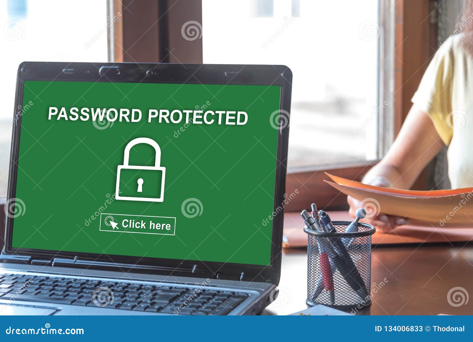 Password Protected Concept on a Laptop Screen Stock Image - Image of ...
