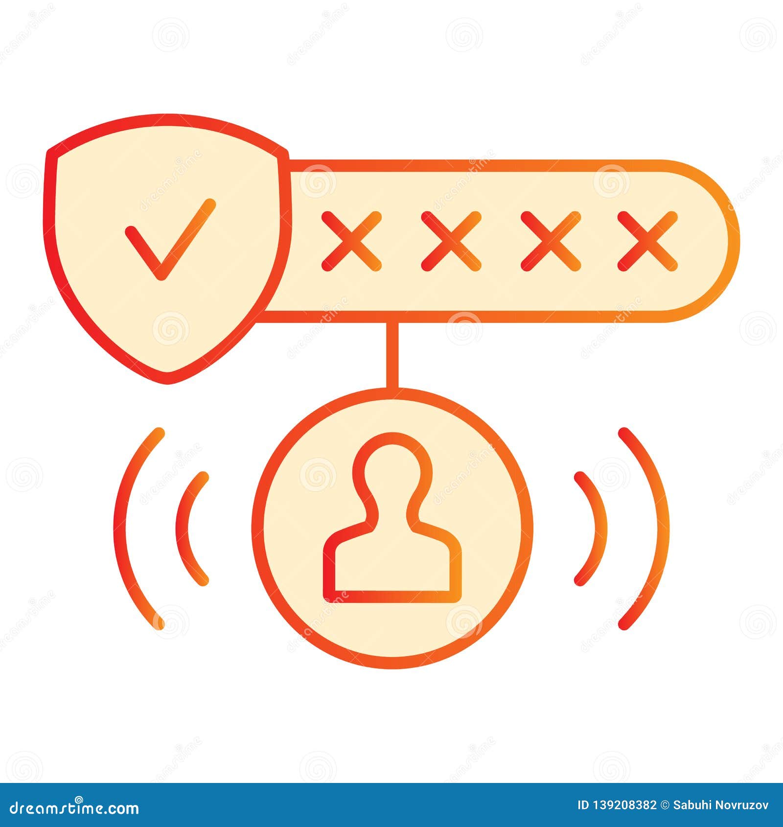 Password Protected Flat Icon. Password Authorization Orange Icons in ...