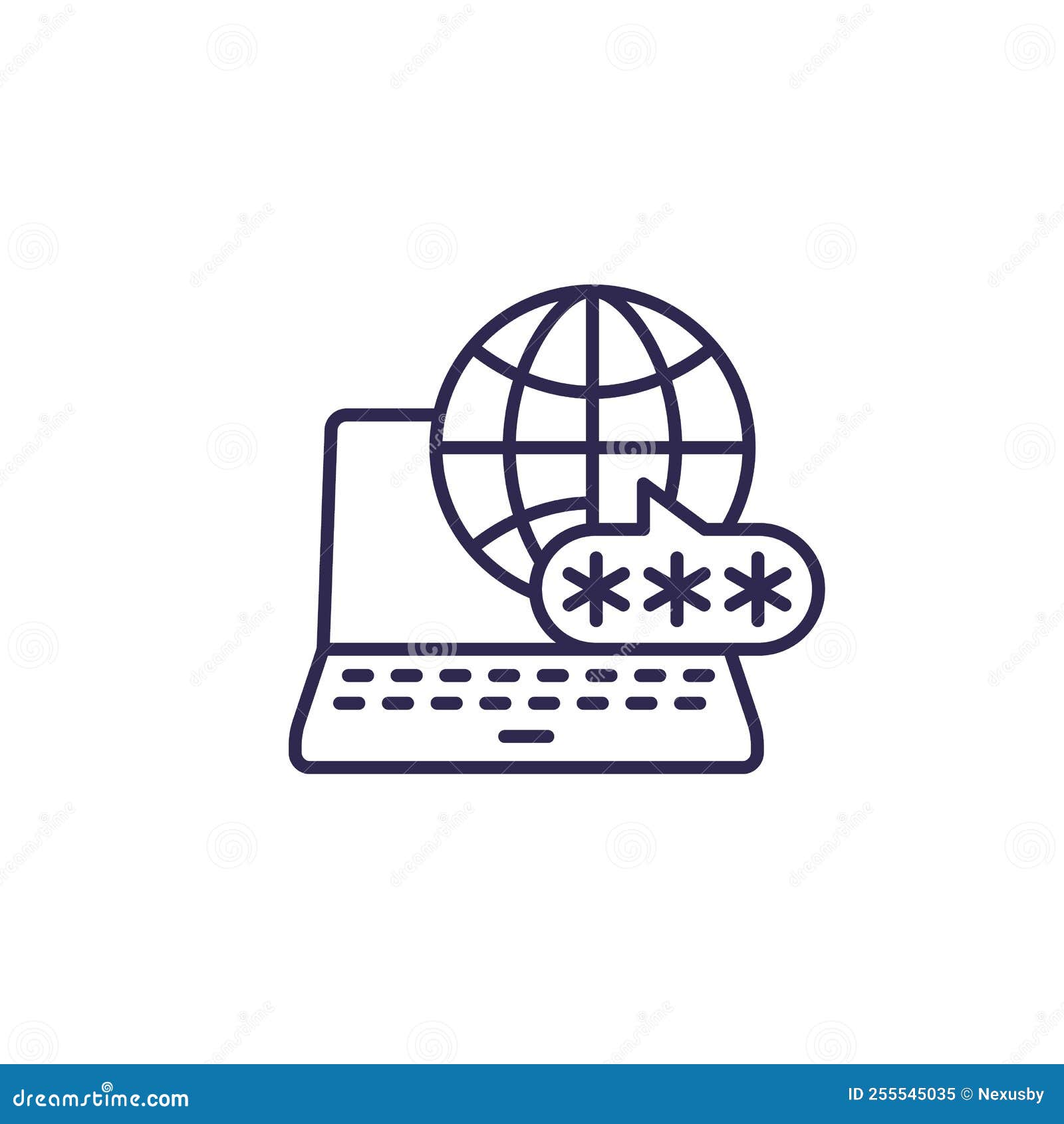 Password Protected Network Line Icon on White Stock Vector ...