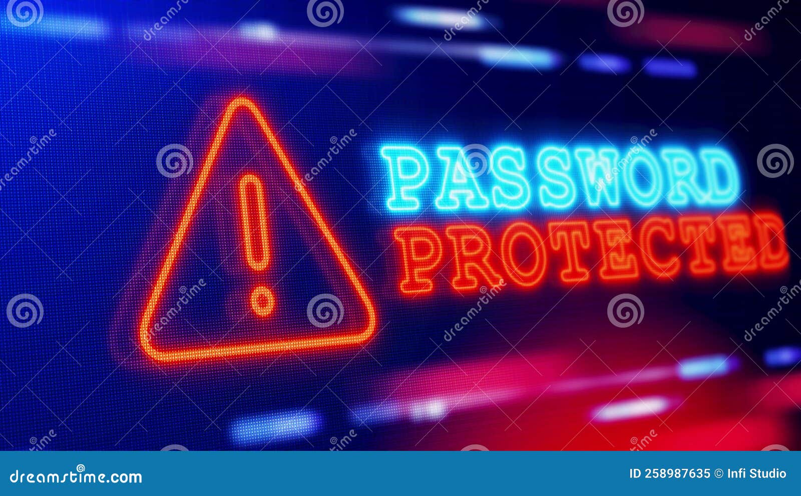 Password Protected Warning Alert Screen Loop Blinking Glitch Animation
