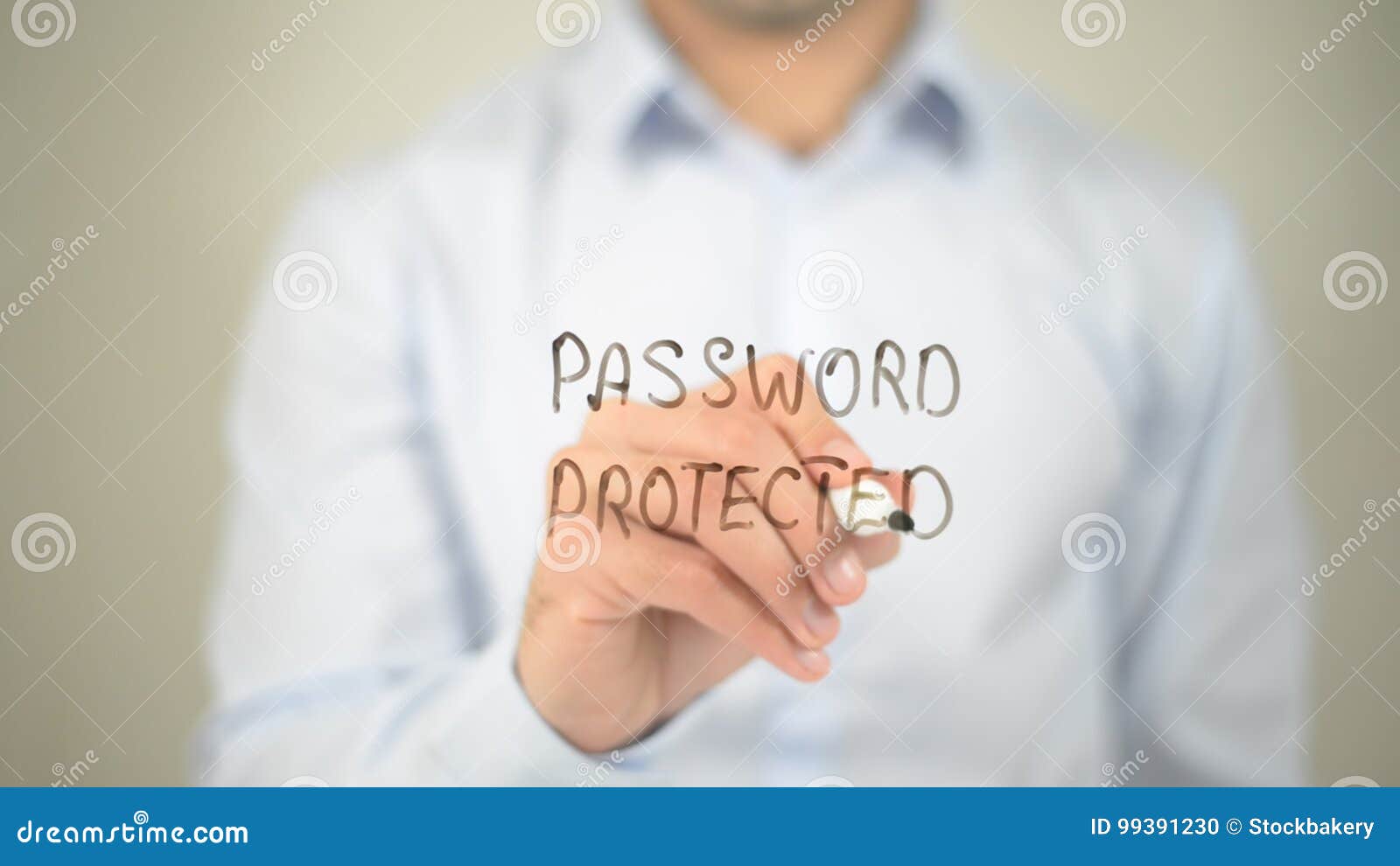 Password Protected, Writing on Transparent Screen Stock Photo - Image ...