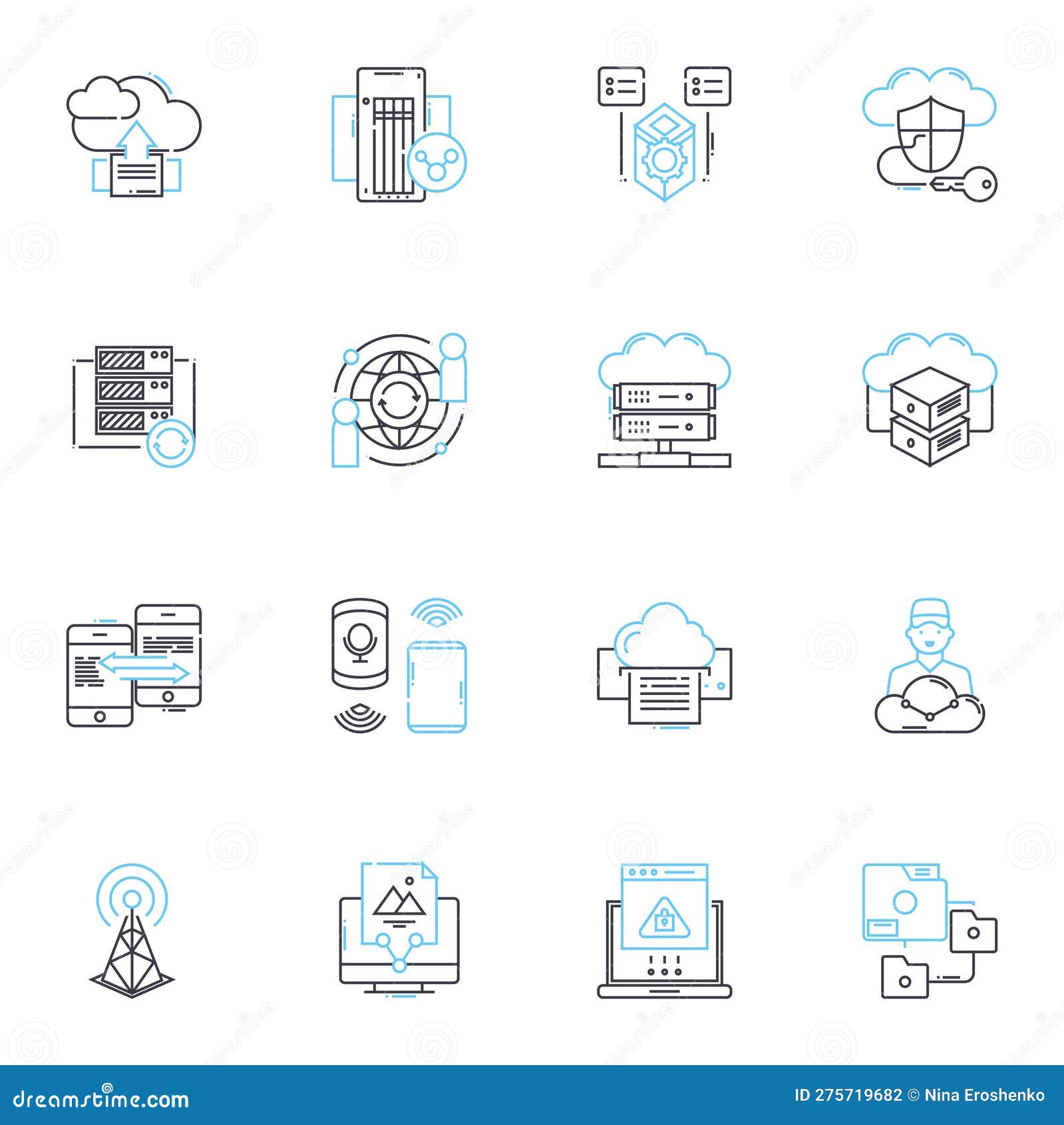 Password Protection Linear Icons Set Encryption Authentication Passcode Secure Privacy
