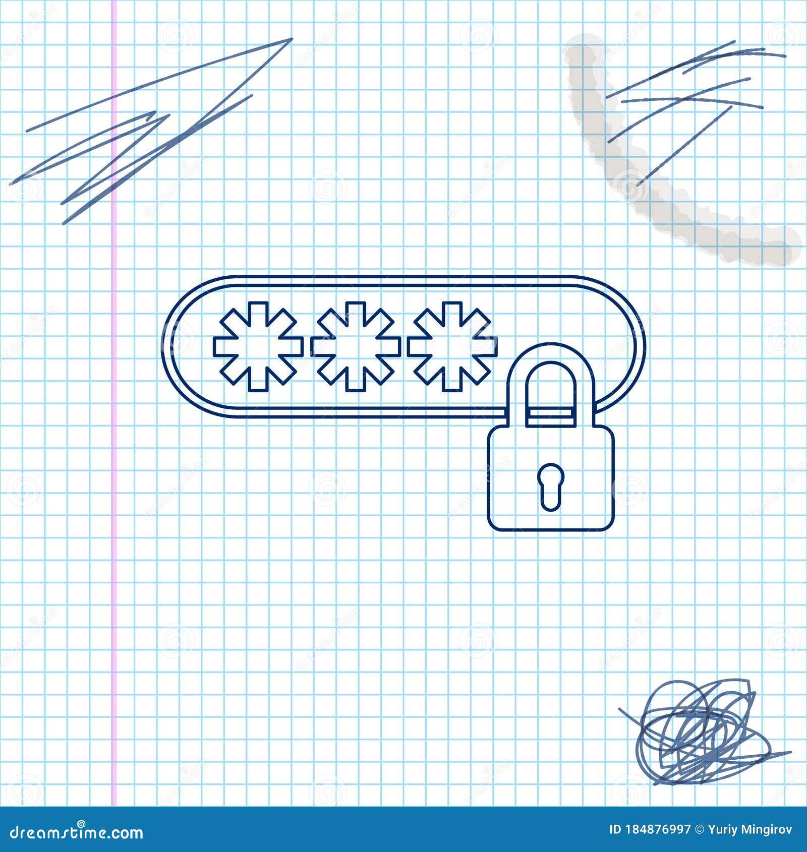Password Protection and Safety Access Line Sketch Icon Isolated on ...