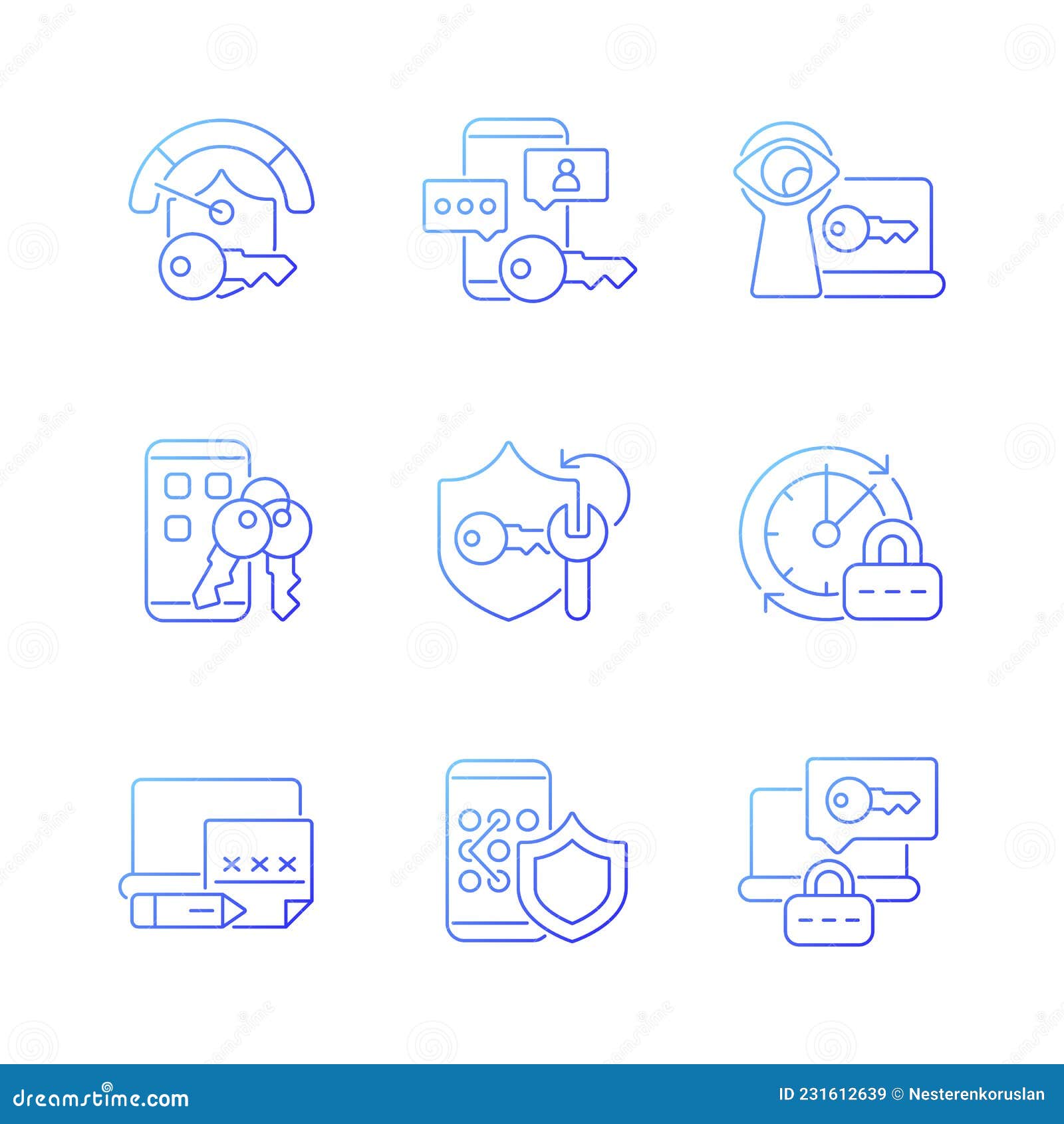 Password Requirements Gradient Linear Vector Icons Set Stock Vector ...