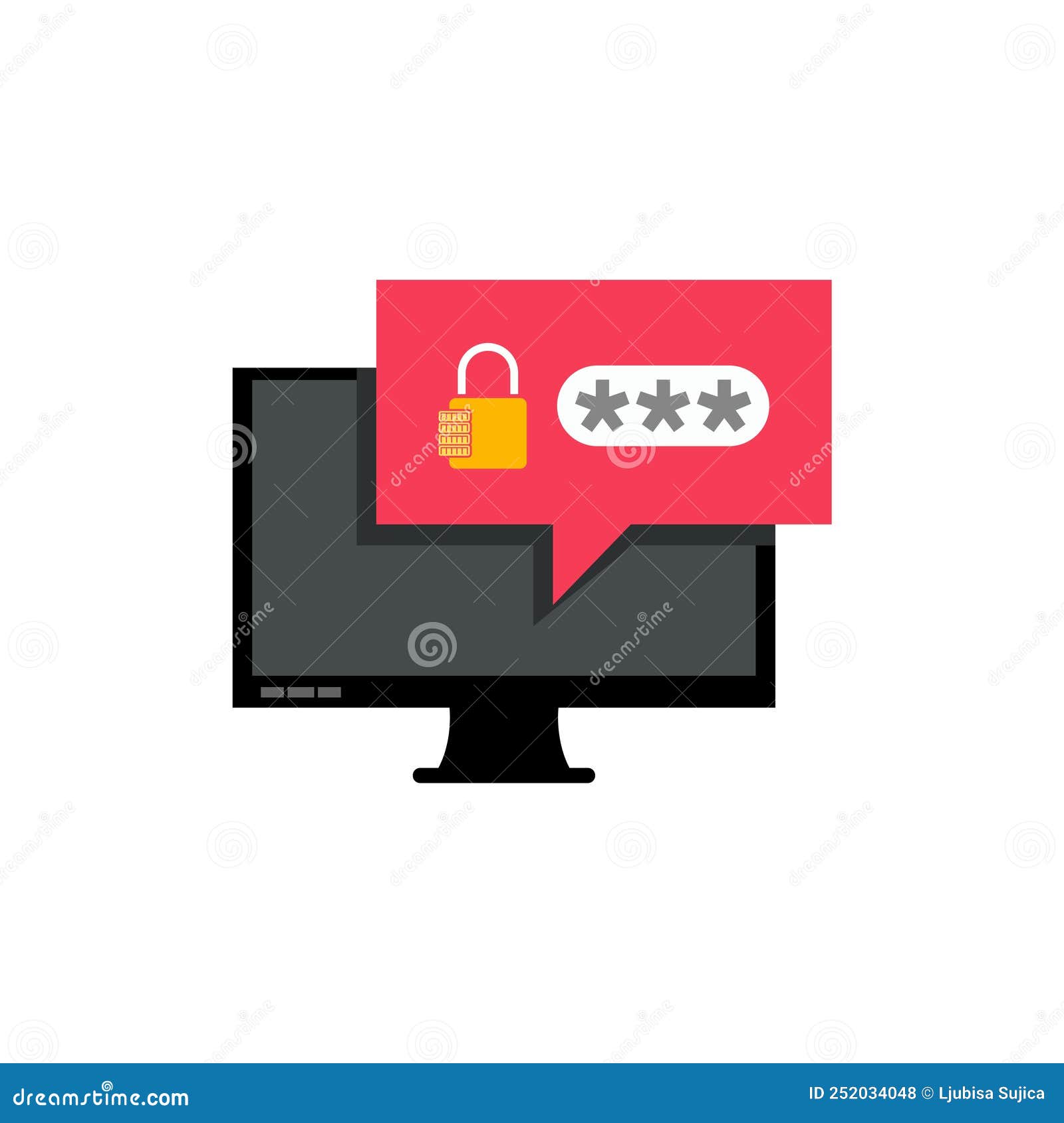 Password Secure Access on Desktop Computer Icon Isolated on White ...