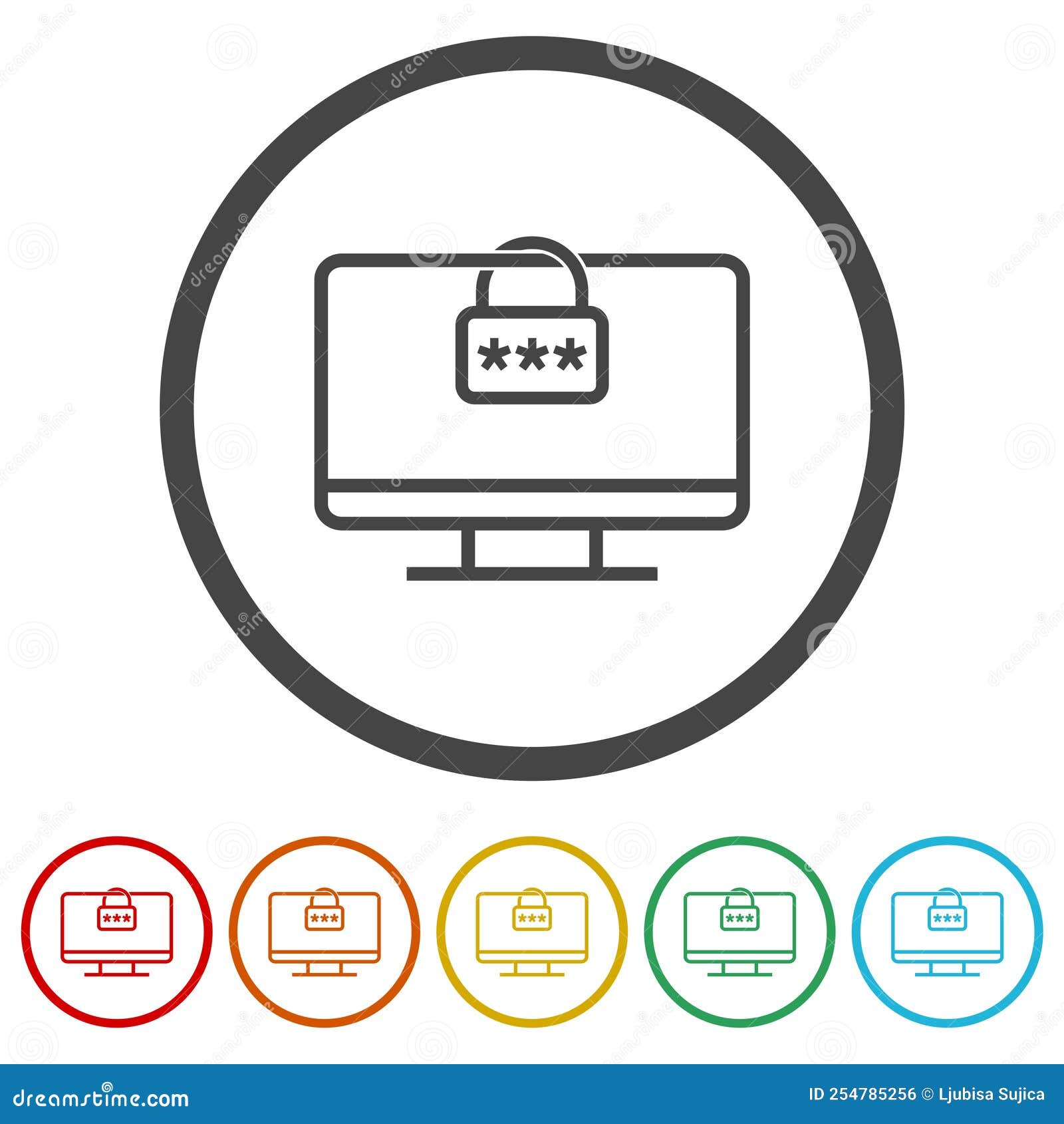 Password Secure Access on Desktop Computer Icon. Set Icons in Color ...