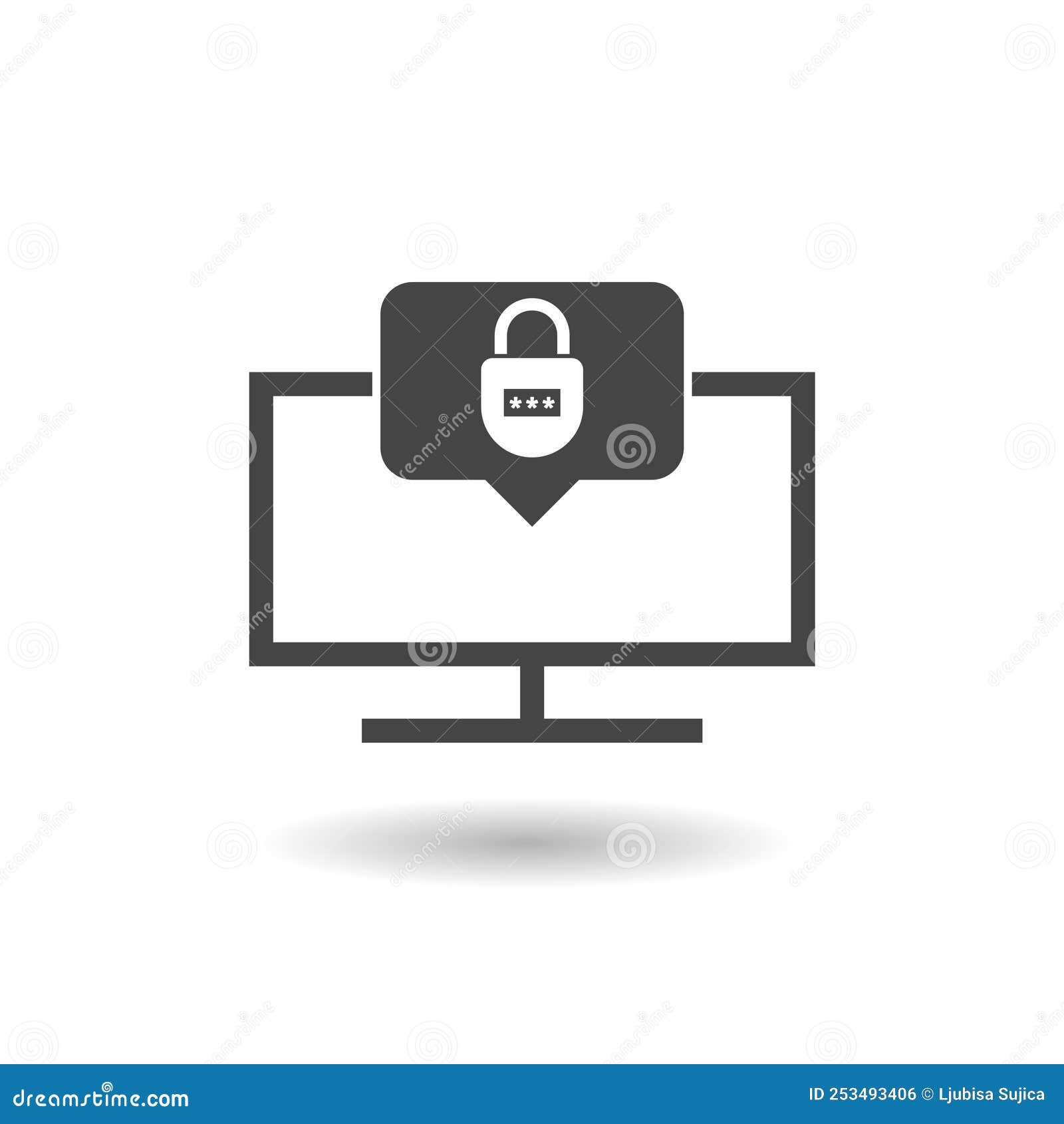 Password Secure Access on Desktop Computer Icon with Shadow Stock ...