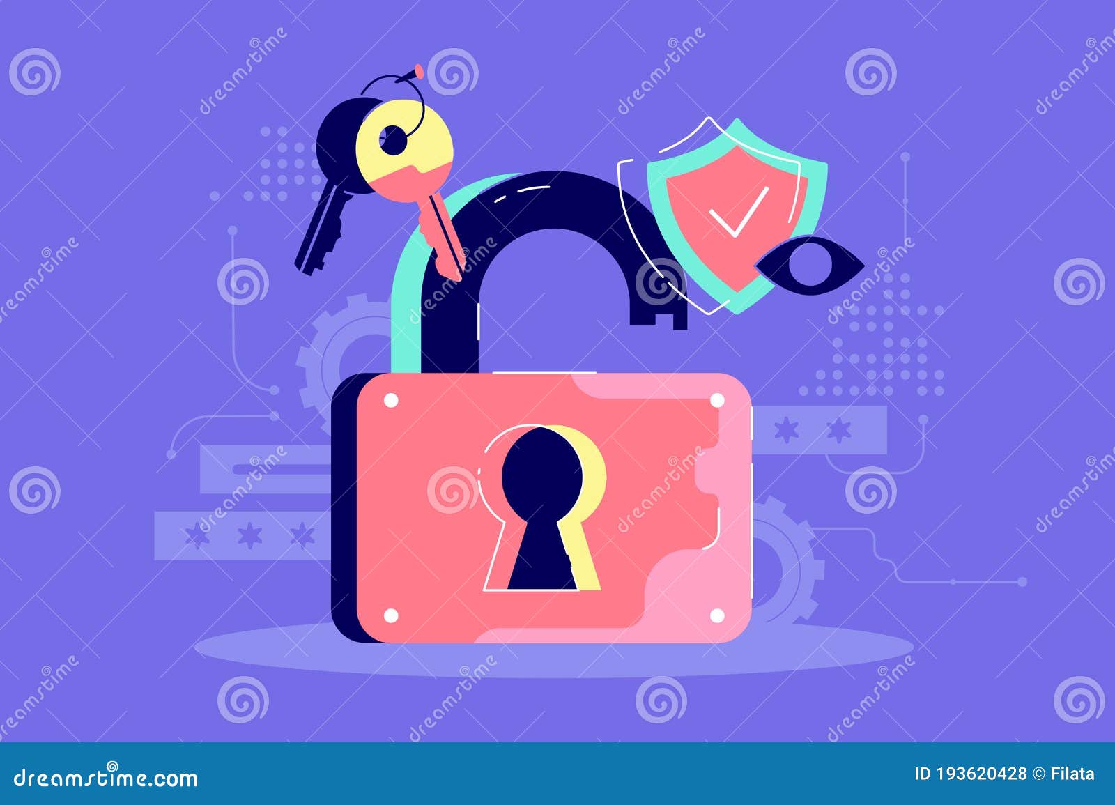 Password Security Icon of Key, Protection and Open Lock. Stock ...