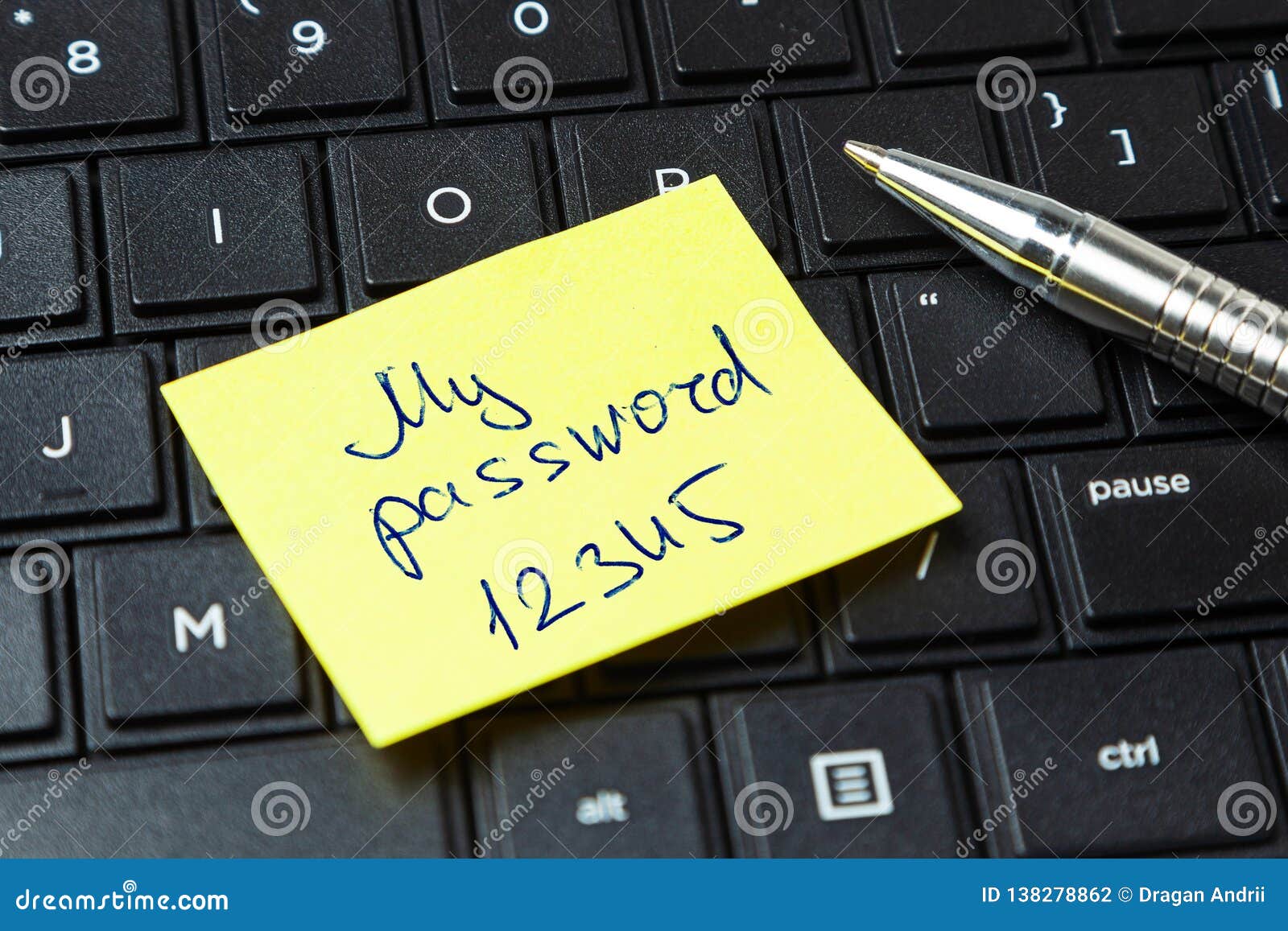 Password Security. Office Sticker on the Laptop Keyboard Stock Photo ...