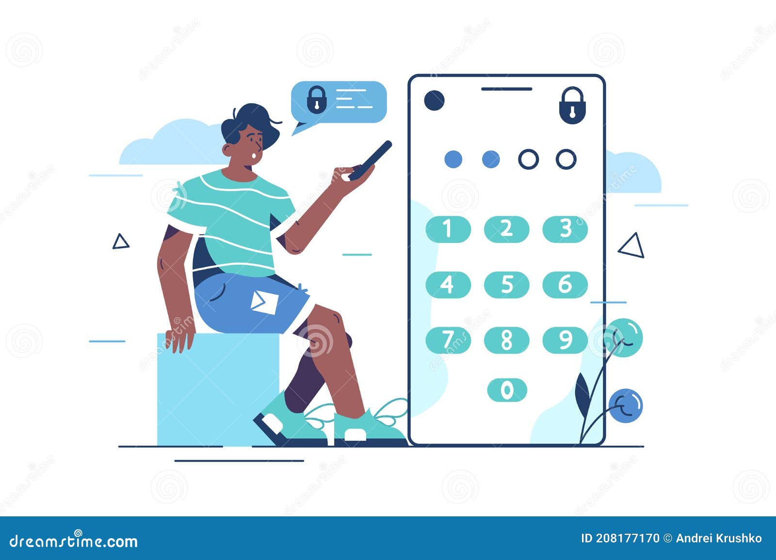 Password security system stock vector. Illustration of cellphone ...