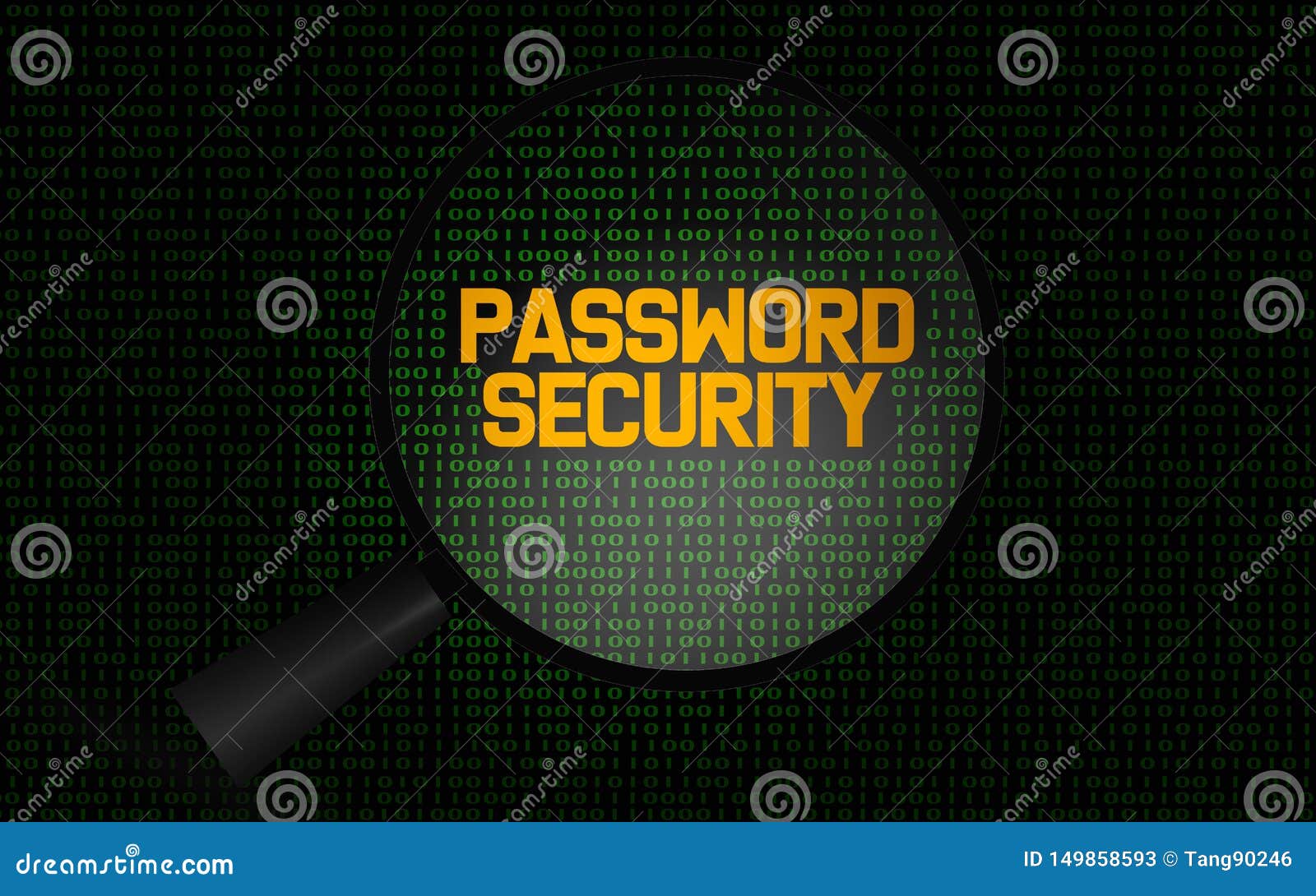 Password Security Word with Magnifying Glass Stock Illustration ...