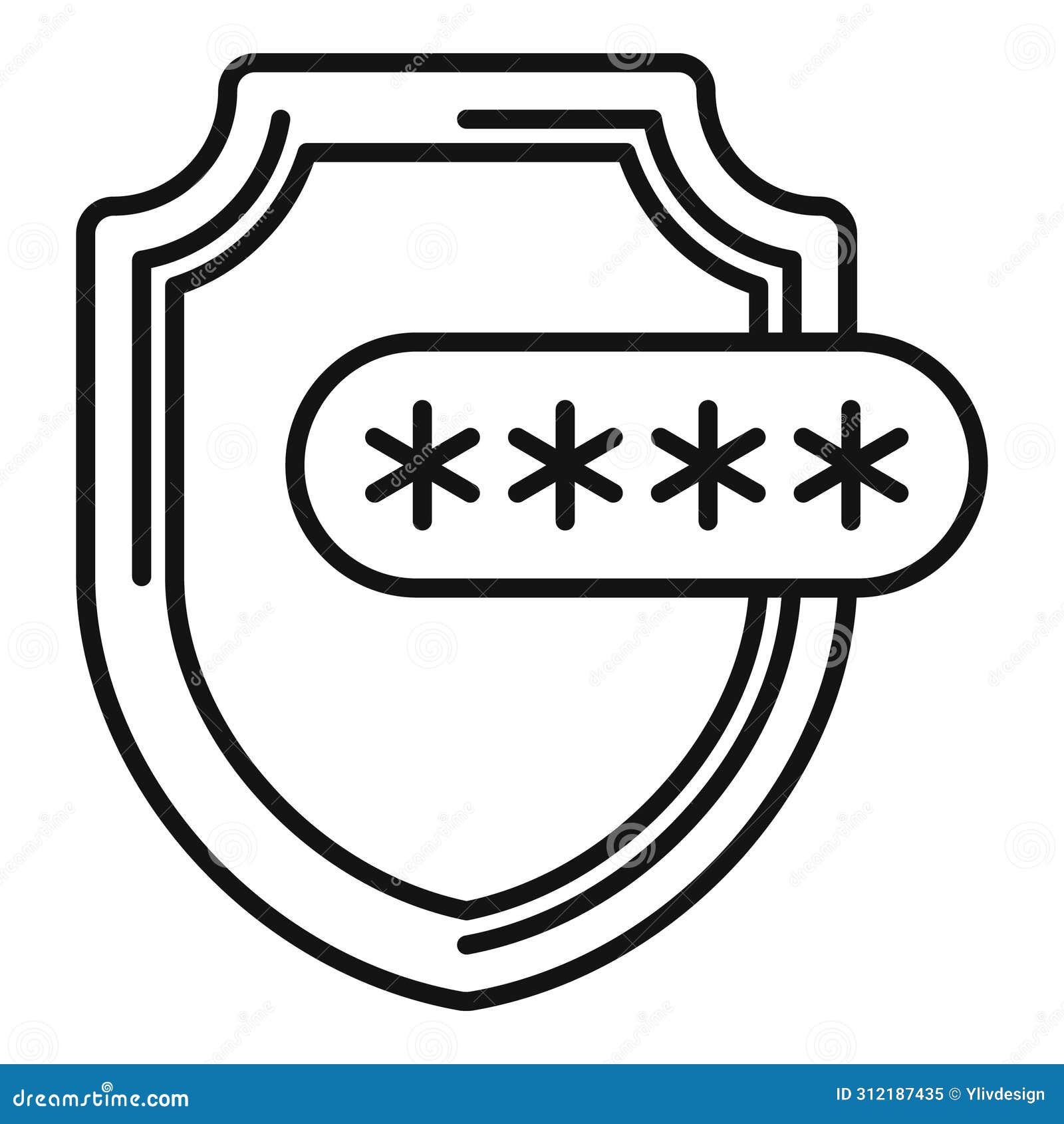 Password Shield Access Icon Outline Vector. Multi Authentication Stock ...