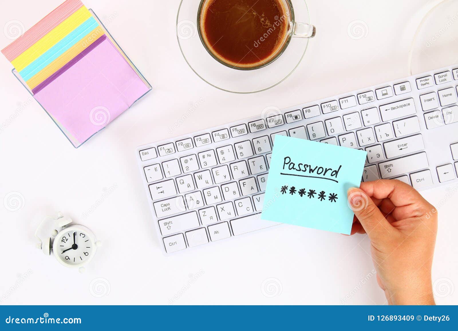 The Password on the Sticker is a Note on the White Desktop Next To the ...