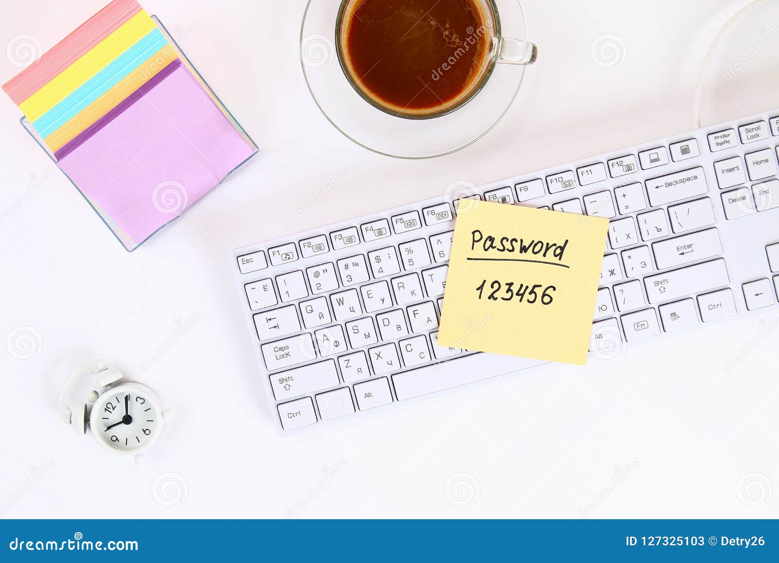 The Password on the Sticker is a Note on the White Desktop Next Stock ...