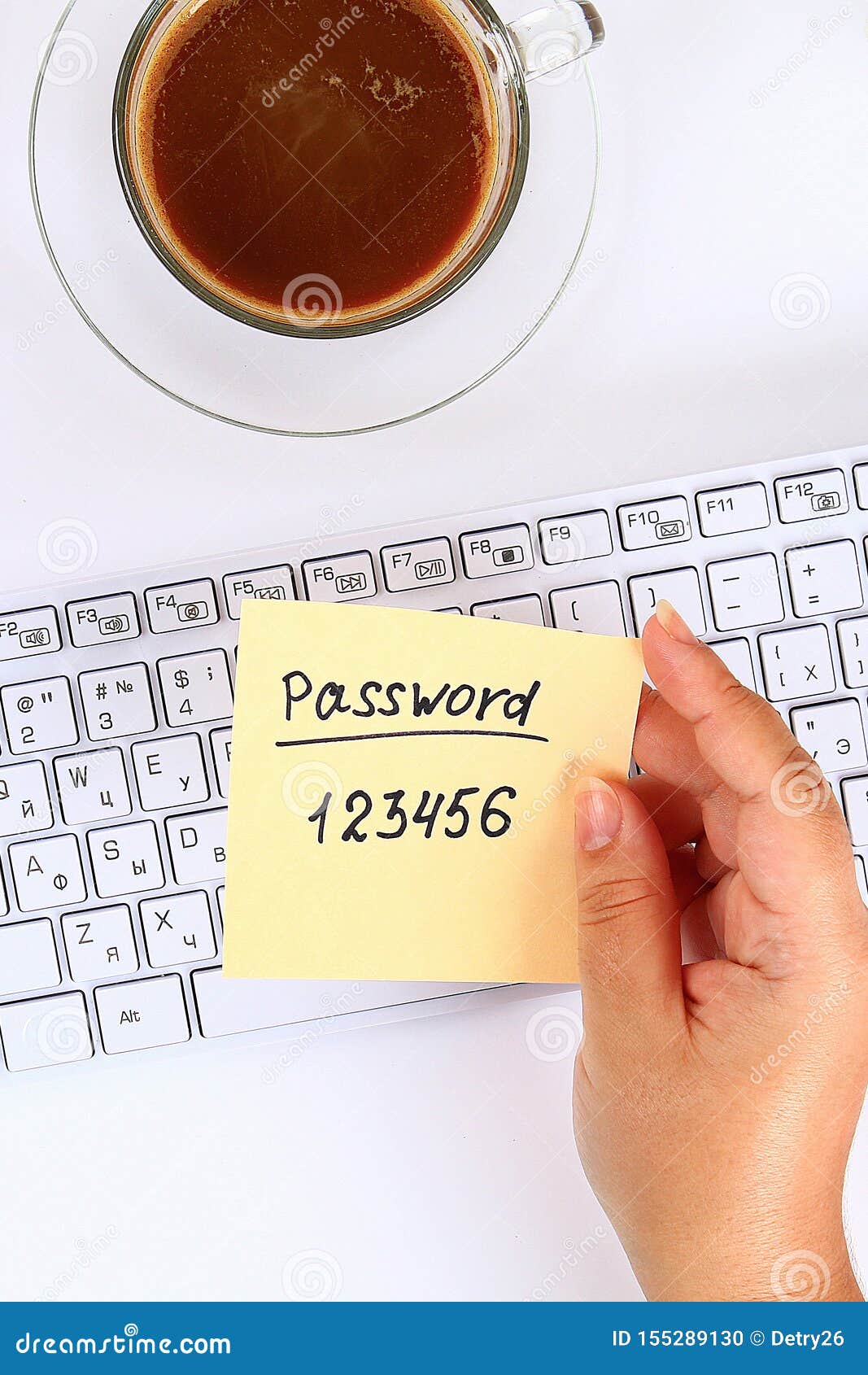 The Password On The Sticker Is A Note On The White Desktop Next To The ...