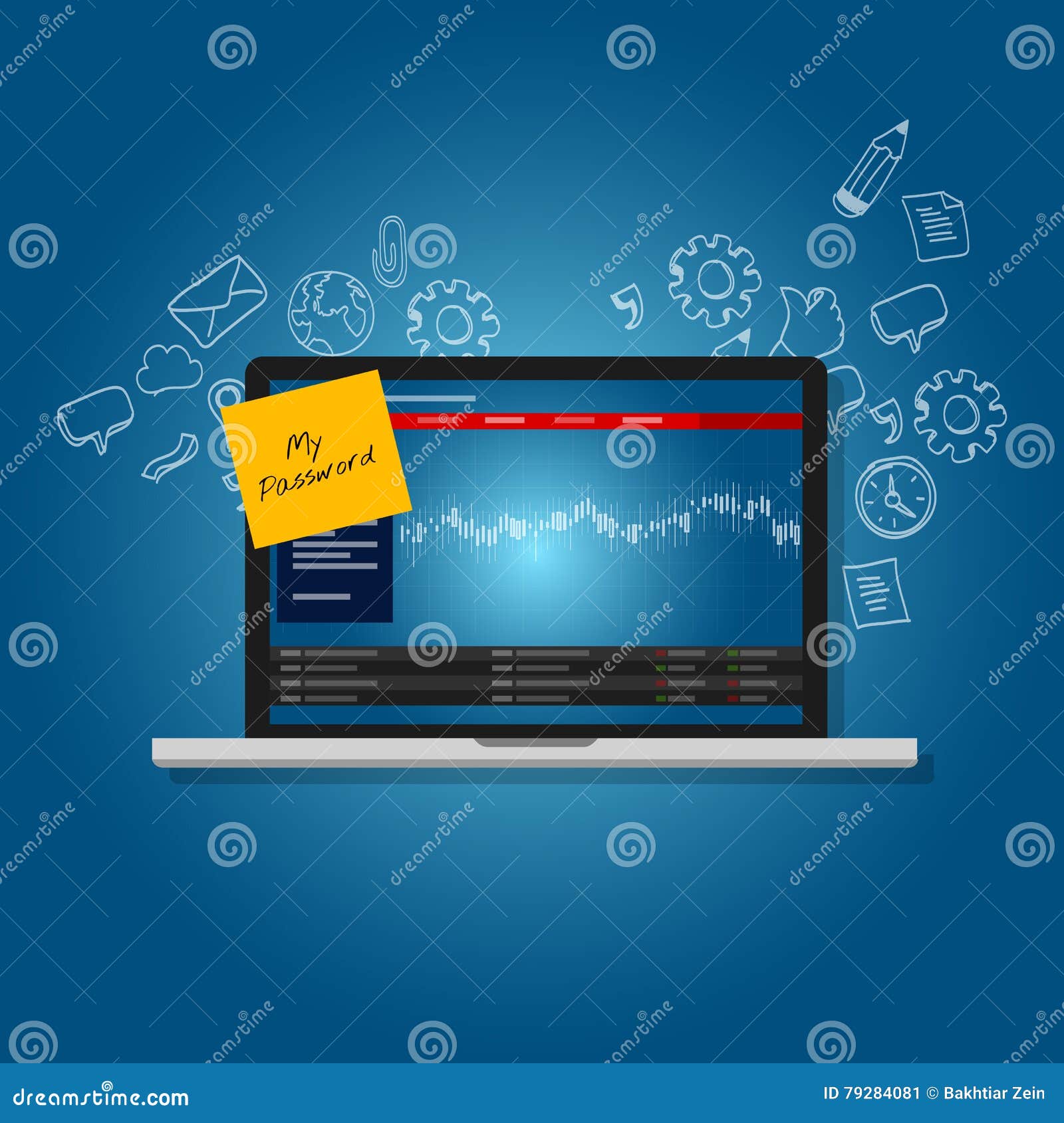 Password on Sticky Notes in Screen Security Log-in Management Software ...