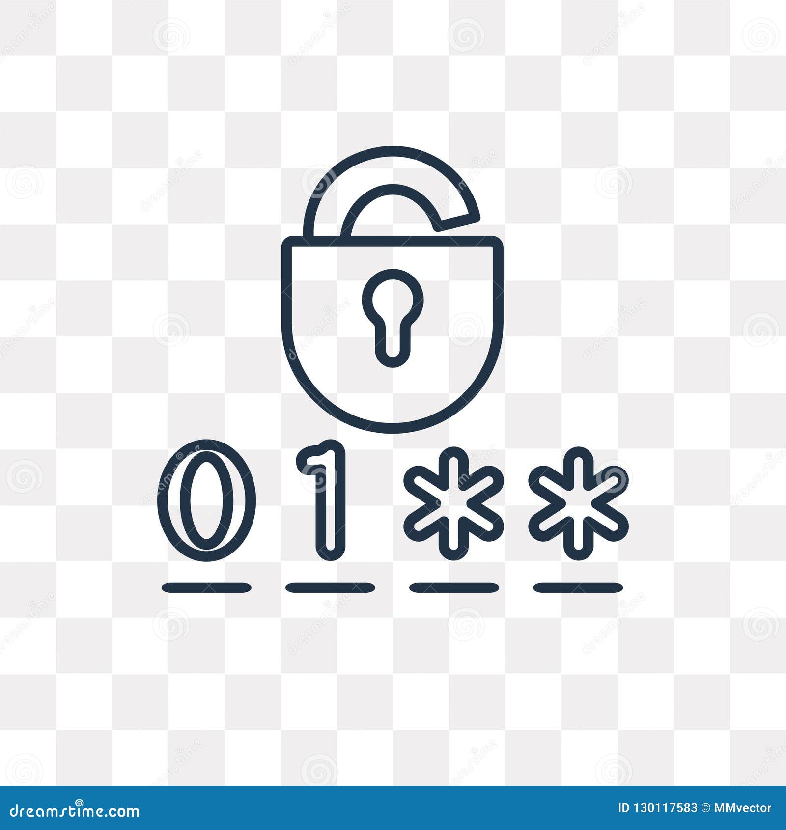 Password Vector Icon Isolated on Transparent Background, Linear Stock ...