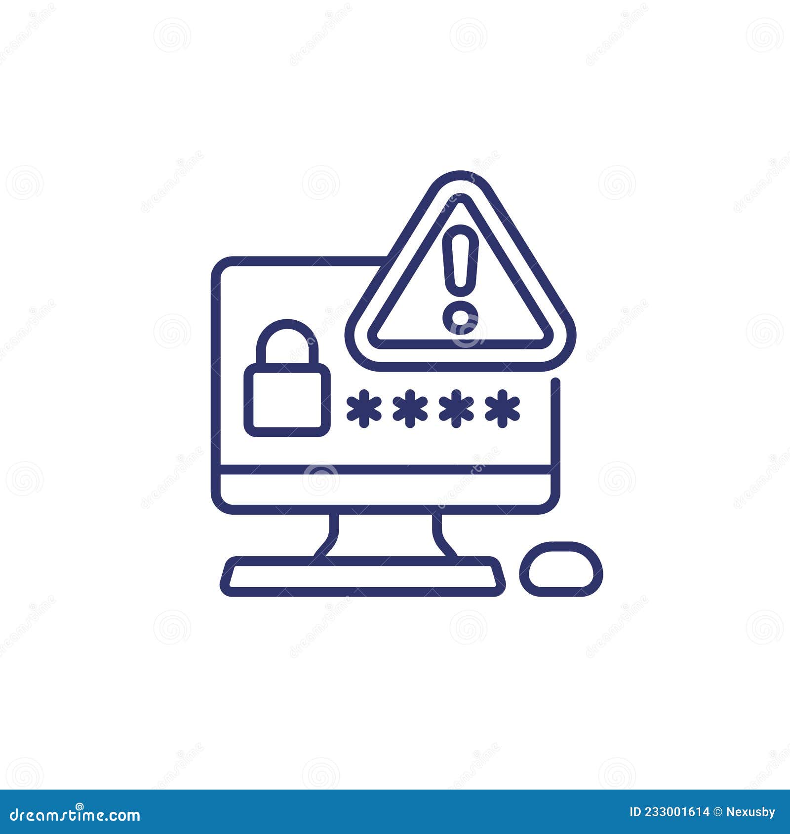 Password Warning Line Icon on White Stock Vector - Illustration of ...