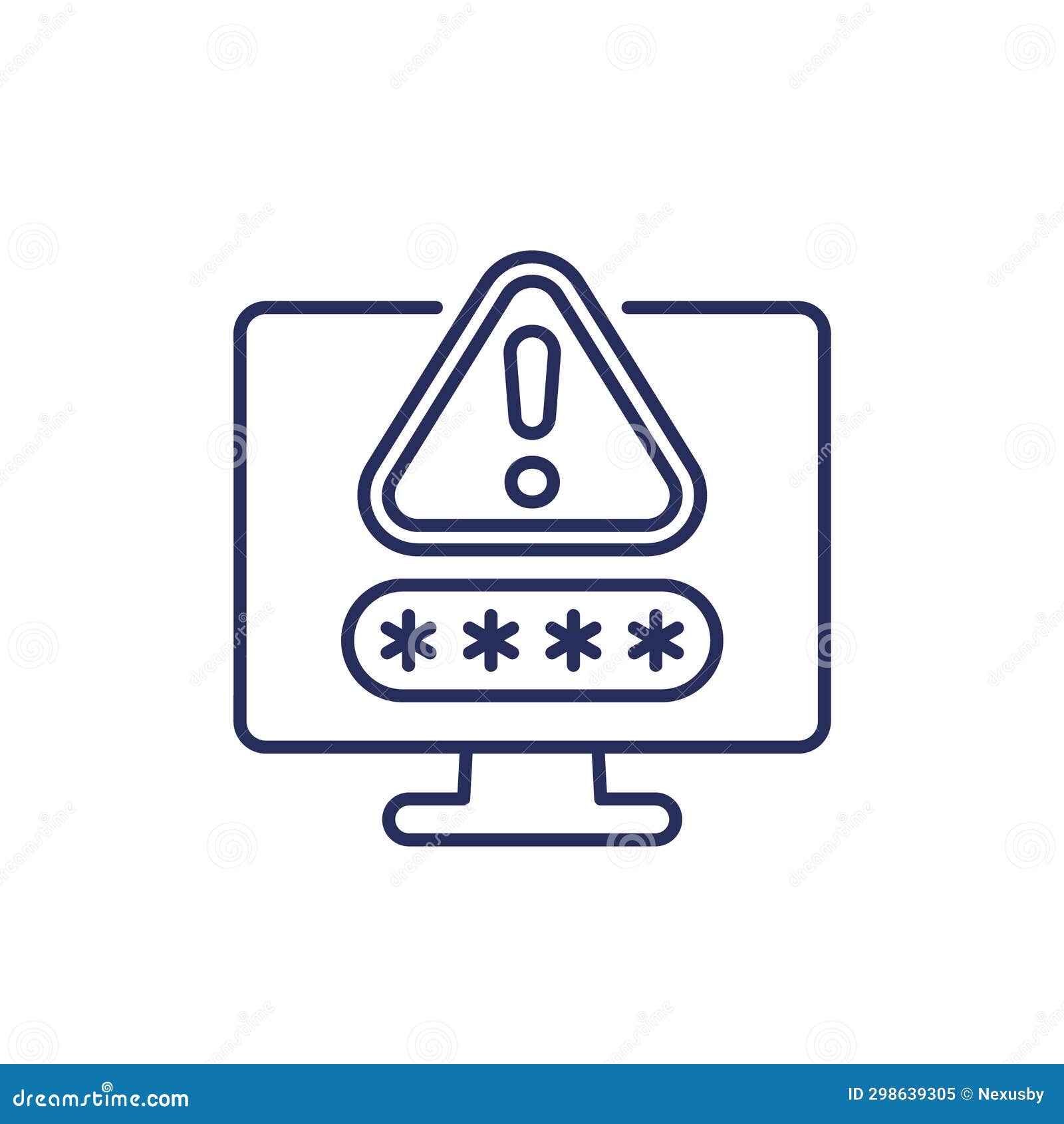 Password Warning Line Icon on White Stock Illustration - Illustration ...