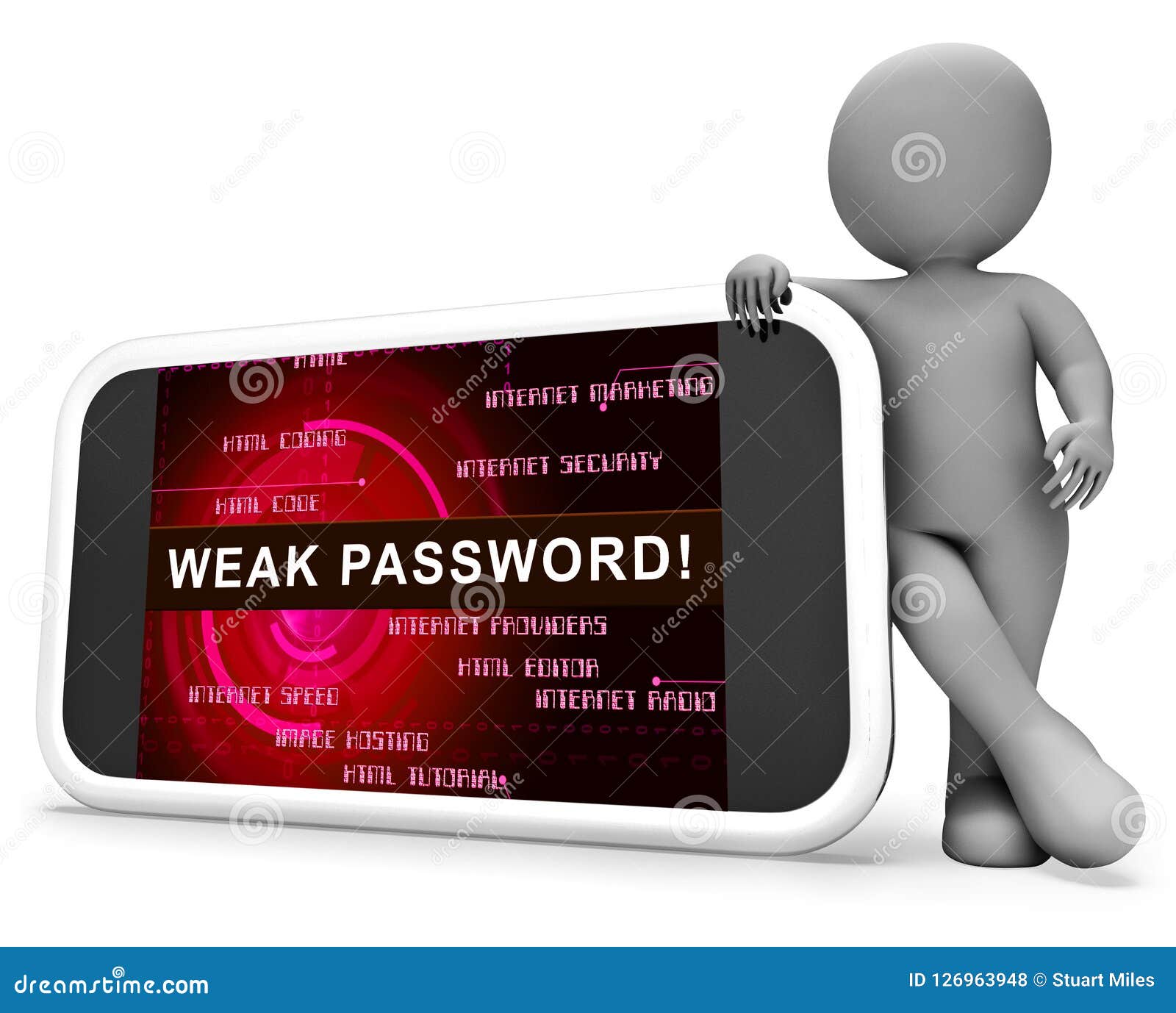 Password Weak Hacker Intrusion Threat 3d Rendering Stock Illustration ...