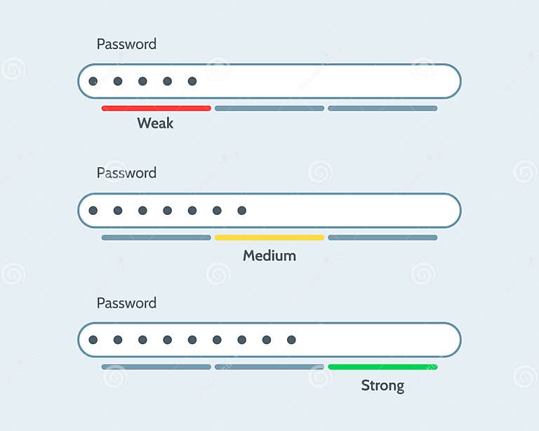 Password Weak Medium Strong Stock Vector - Illustration of account ...