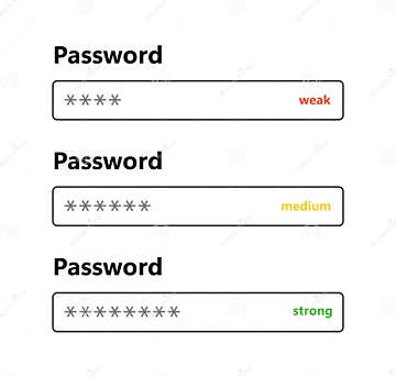Password Weak, Medium and Strong Interface. Password Form Template for ...