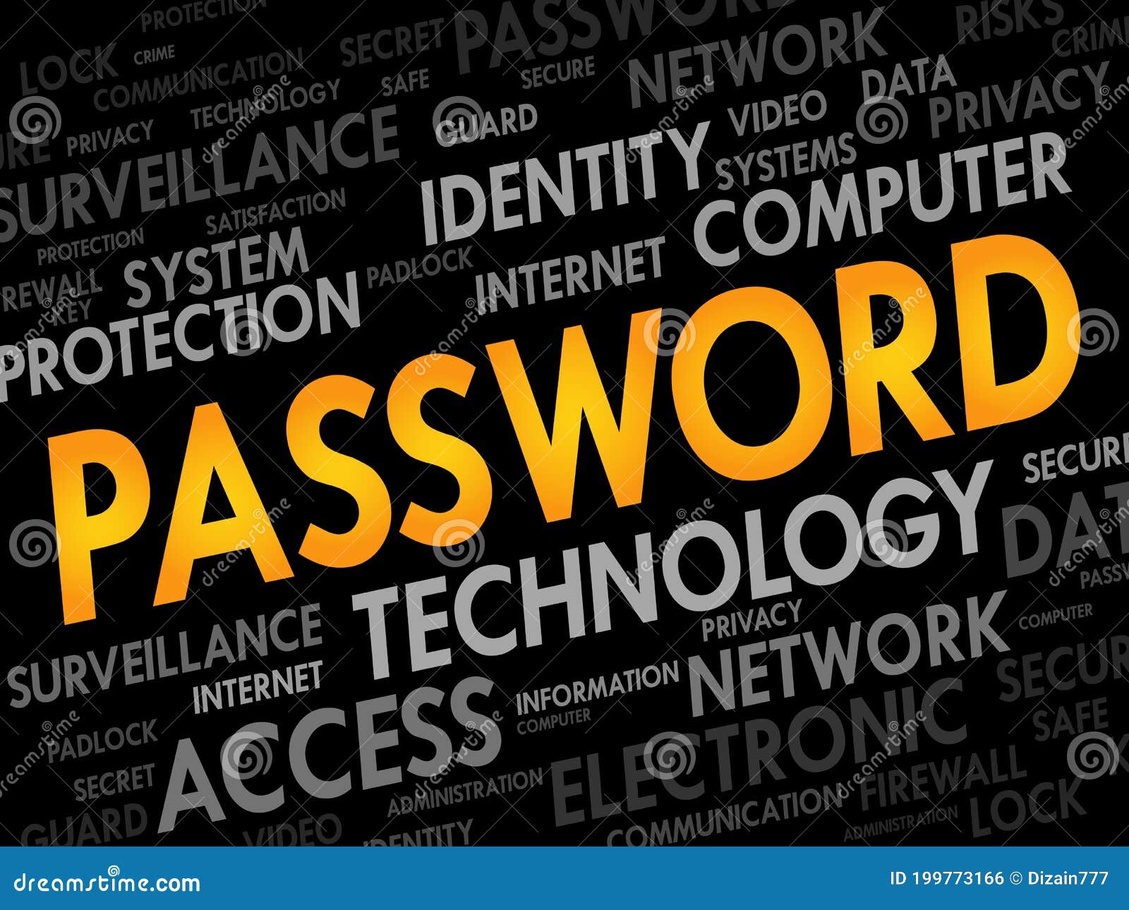 PASSWORD word cloud stock illustration. Illustration of attack - 199773166