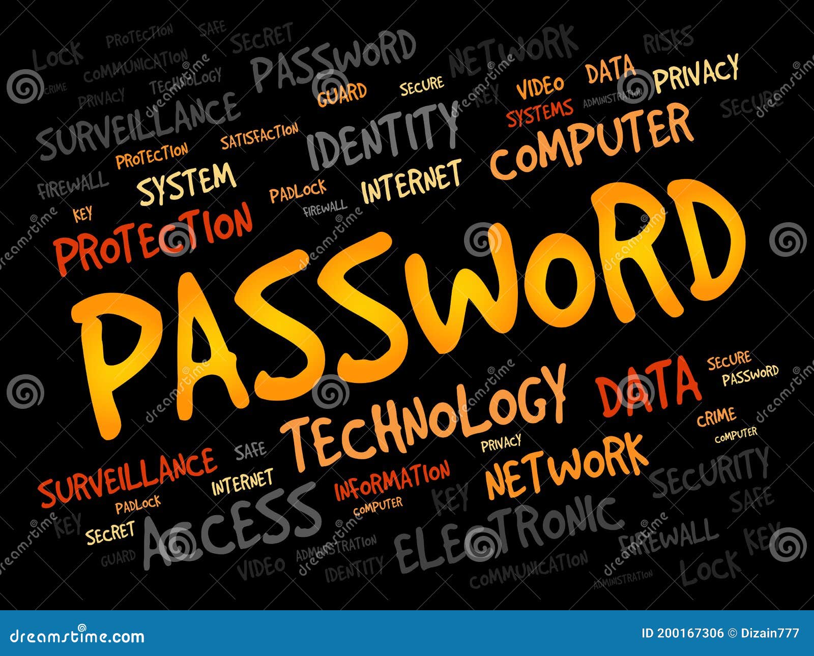 PASSWORD word cloud stock illustration. Illustration of login - 200167306