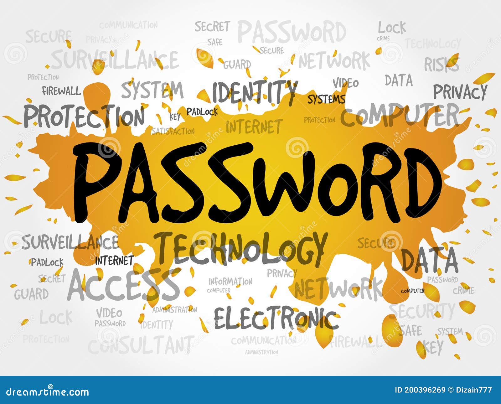 PASSWORD word cloud stock illustration. Illustration of risk - 200396269