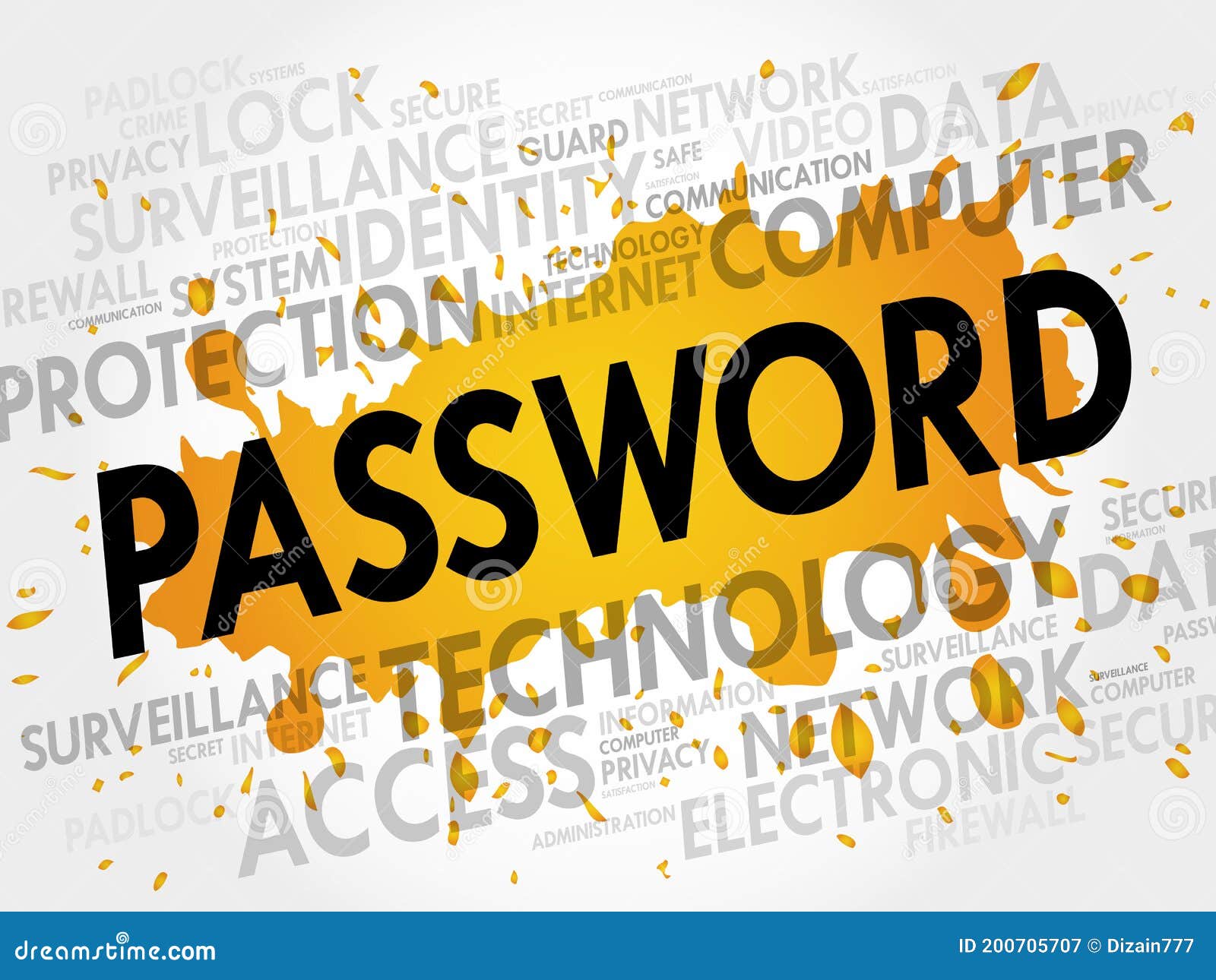 PASSWORD word cloud stock illustration. Illustration of hacking - 200705707