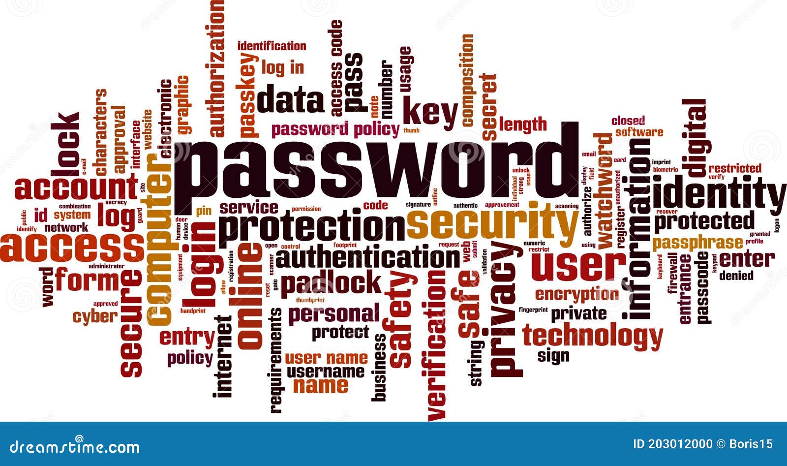 Password word cloud stock vector. Illustration of personal - 203012000