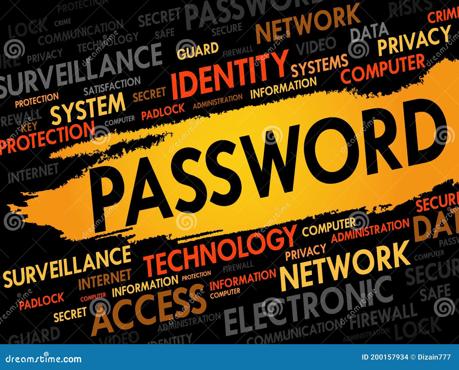 PASSWORD word cloud stock illustration. Illustration of encryption ...