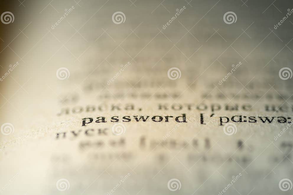 Password word dictionary stock photo. Image of vintage - 276872506